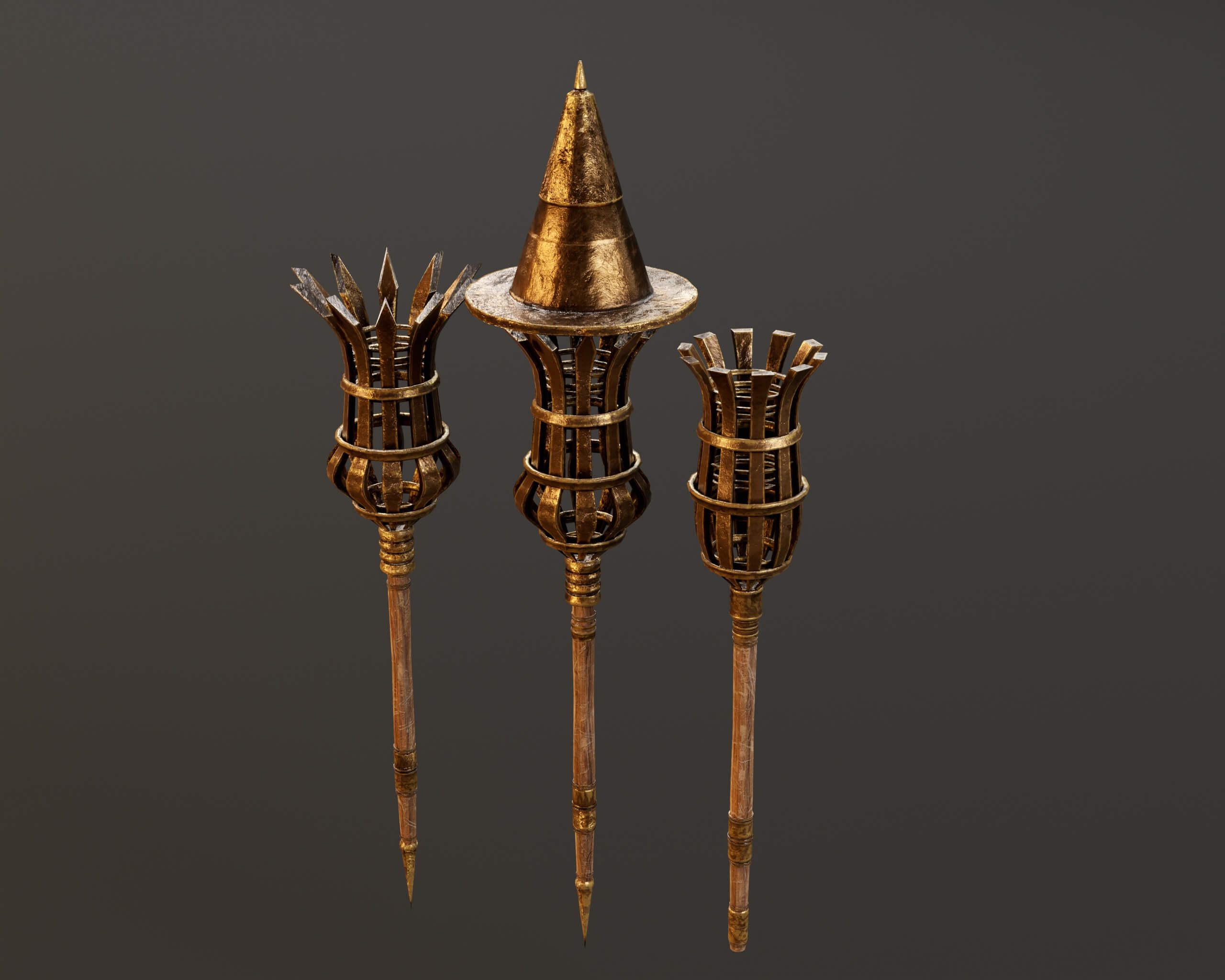 Medieval Torches Set - 3D Model by clockworkcreations