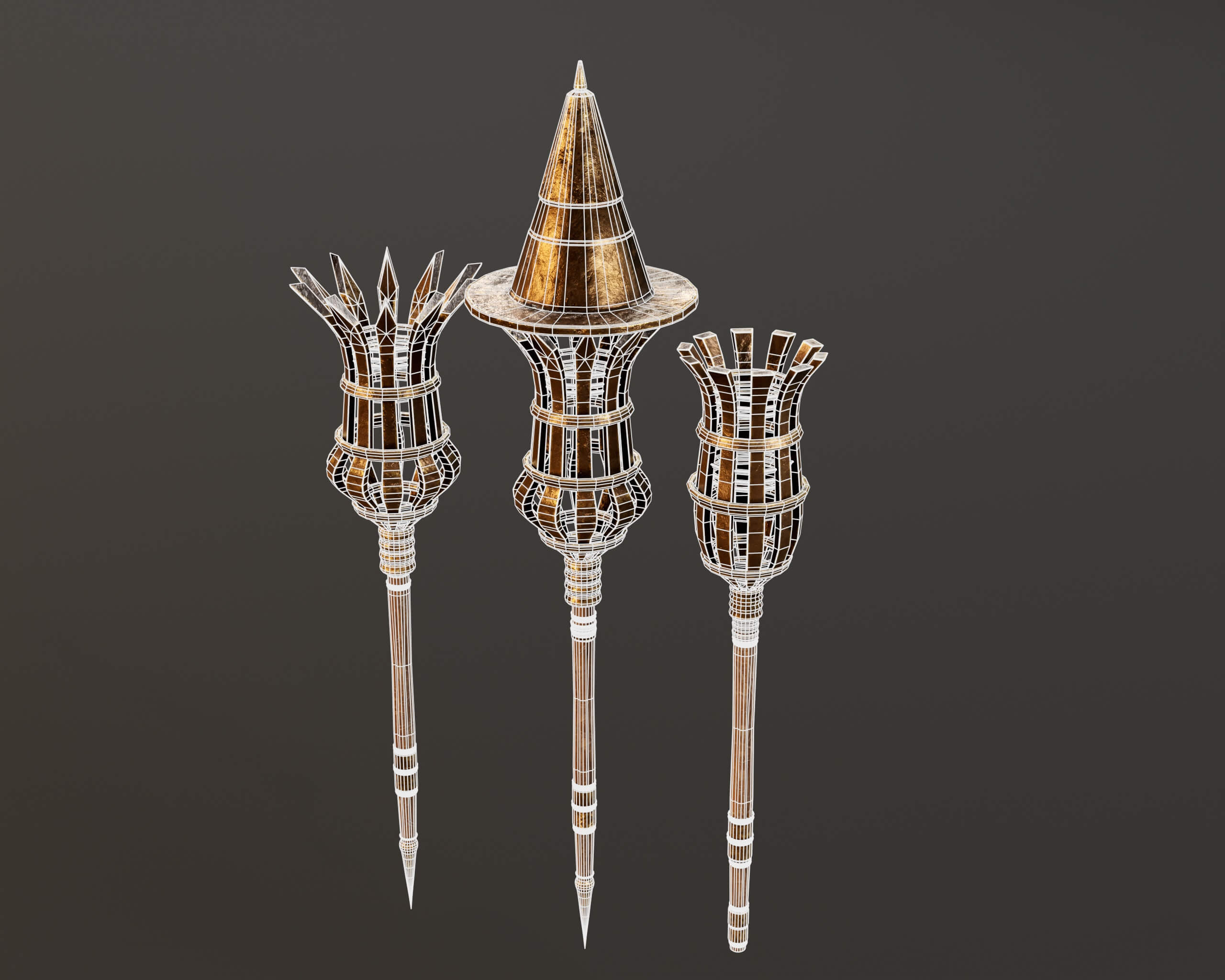 Medieval Torches Set - 3D Model by clockworkcreations