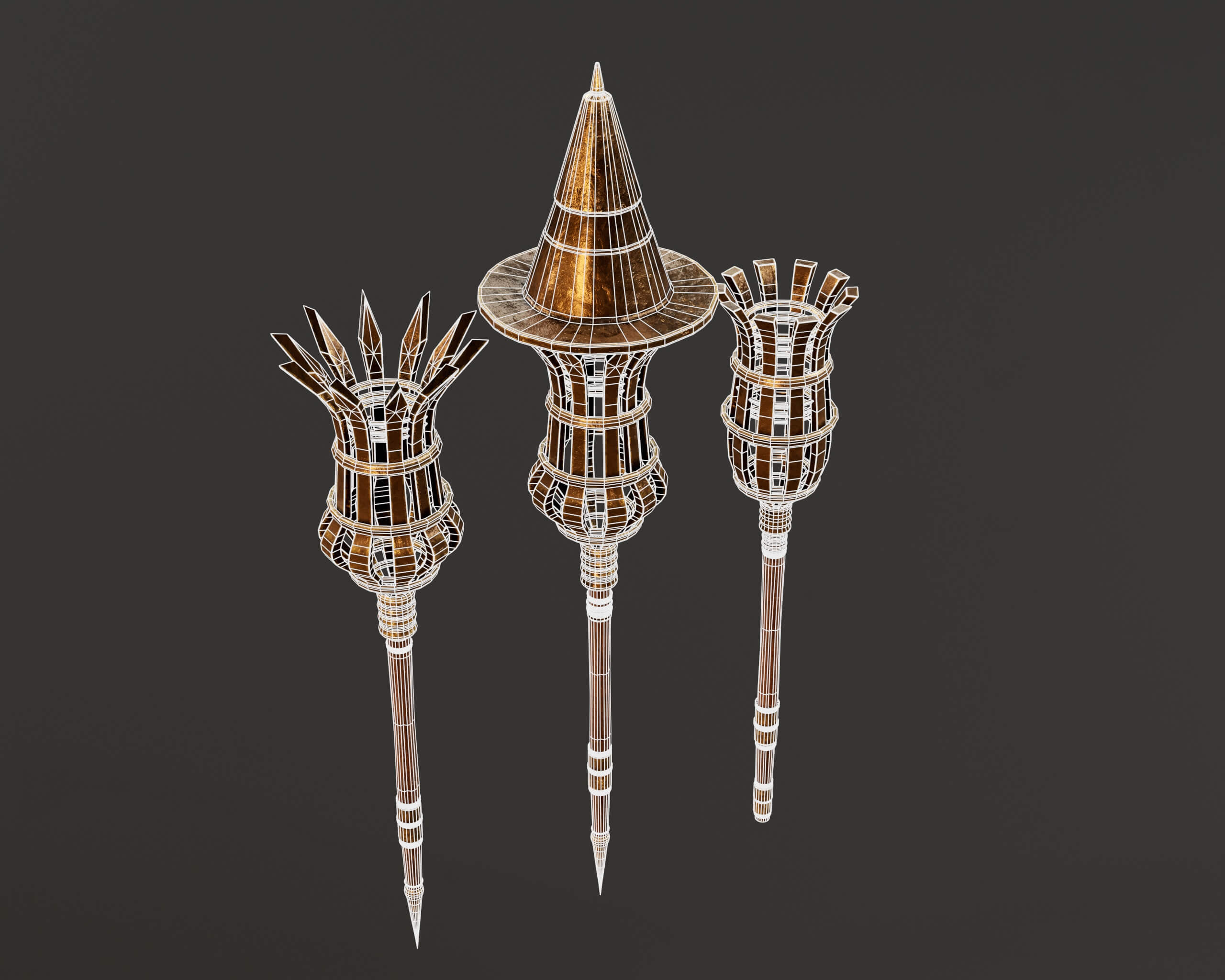 Medieval Torches Set - 3D Model by clockworkcreations