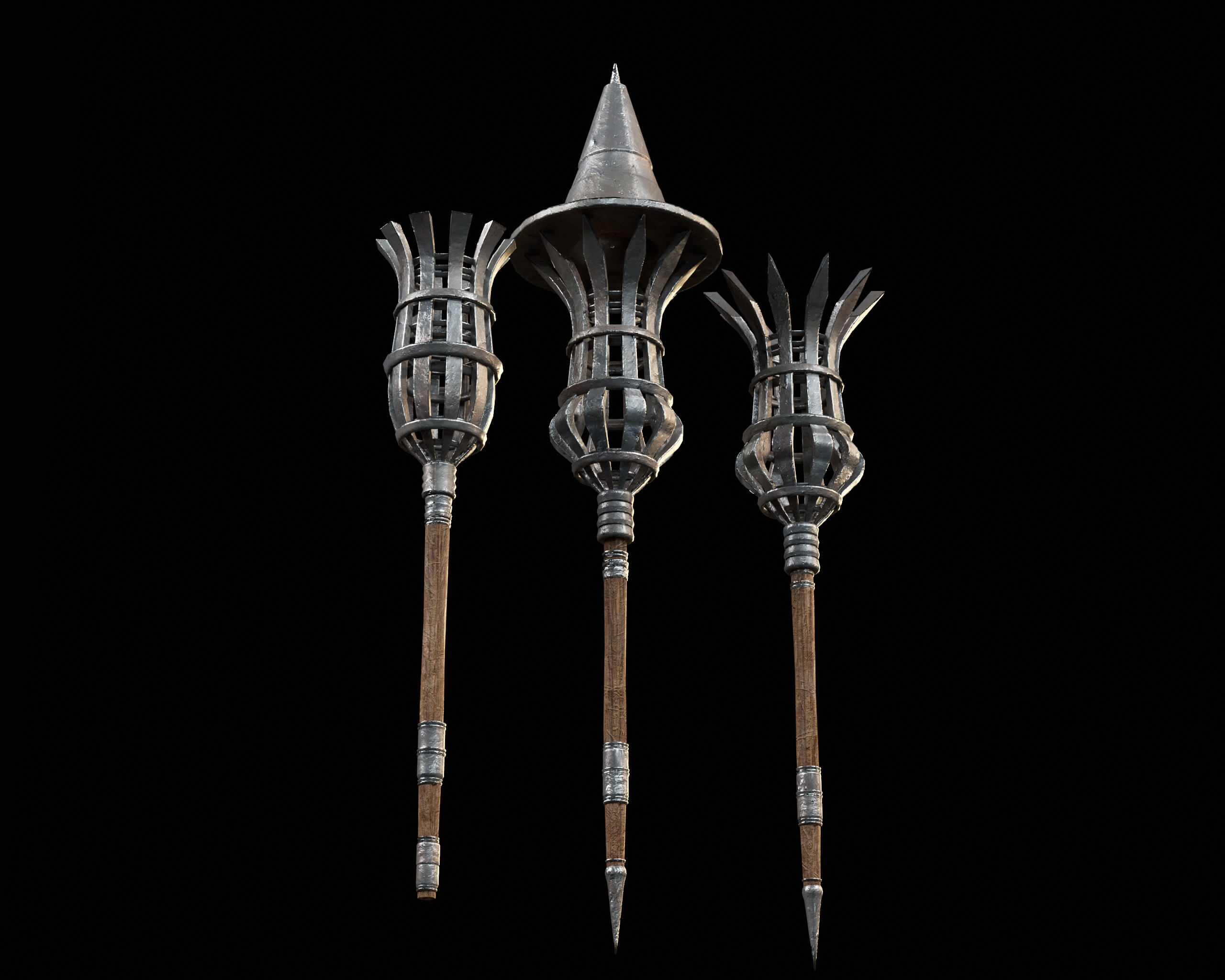 Medieval Torches Set - 3D Model by clockworkcreations