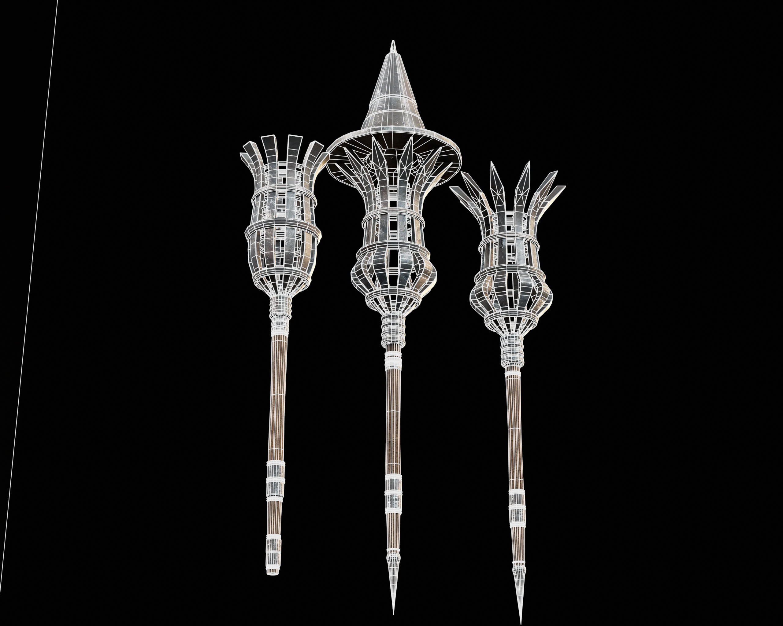 Medieval Torches Set - 3D Model by clockworkcreations