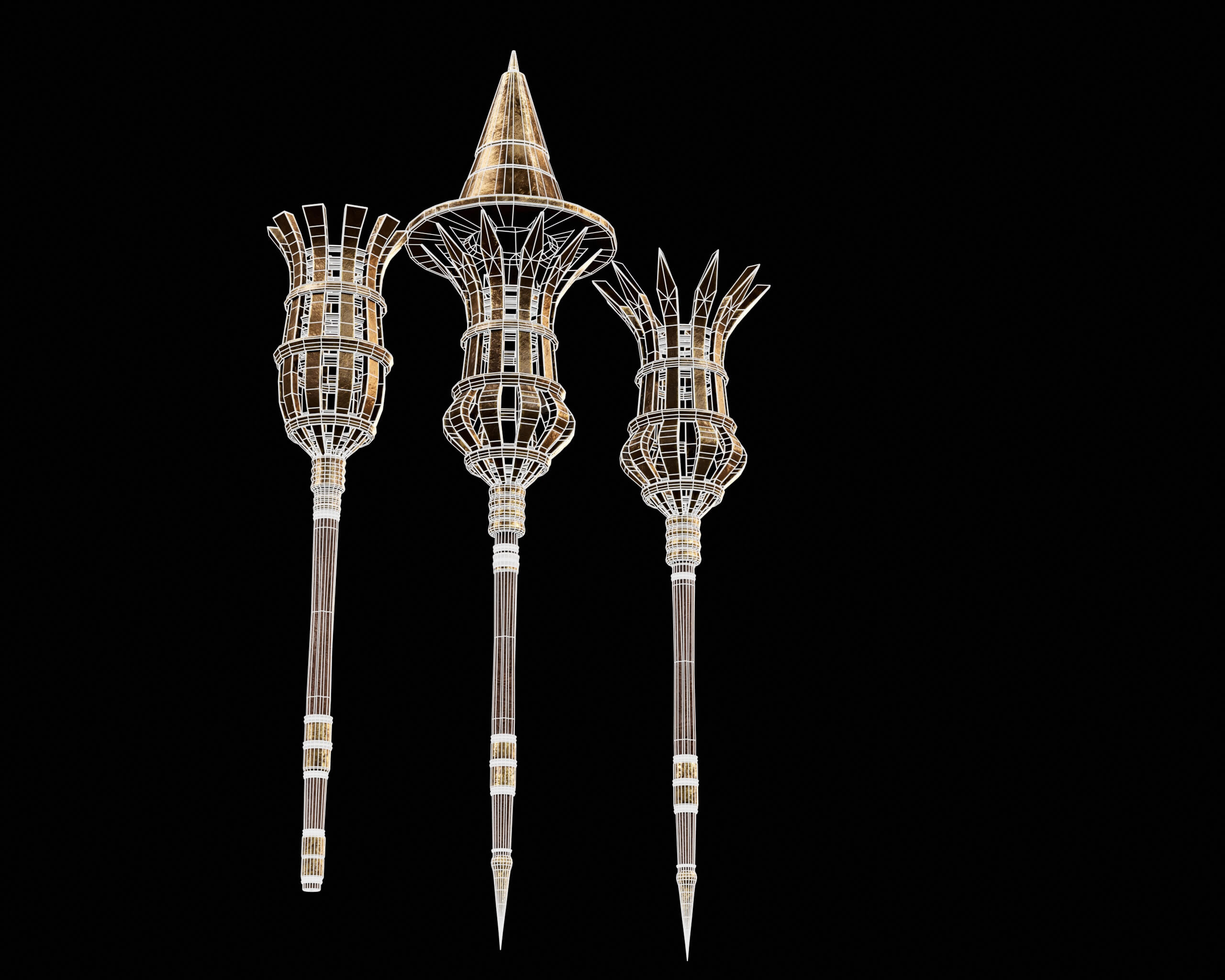 Medieval Torches Set - 3D Model by clockworkcreations