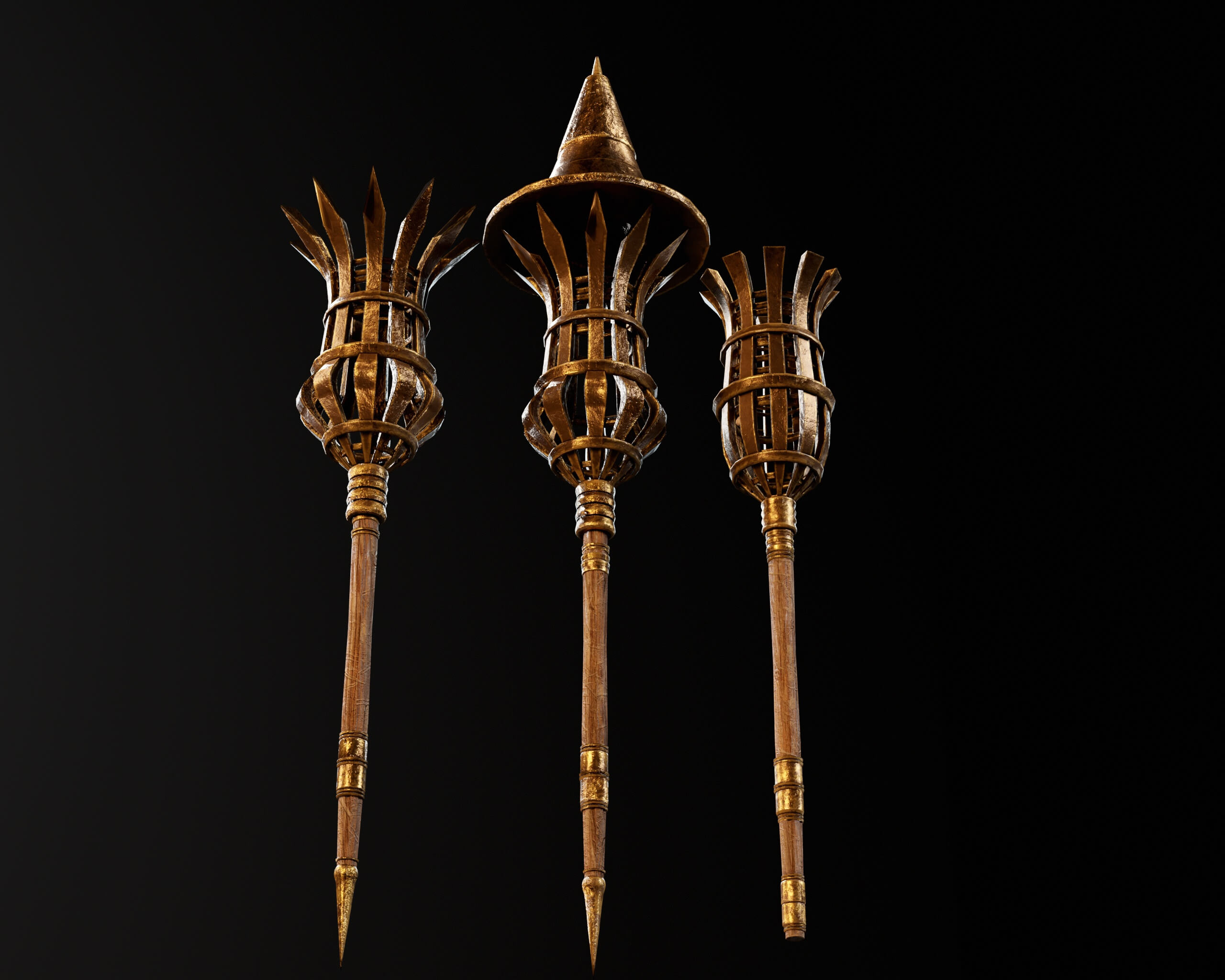 Medieval Torches Set - 3D Model by clockworkcreations