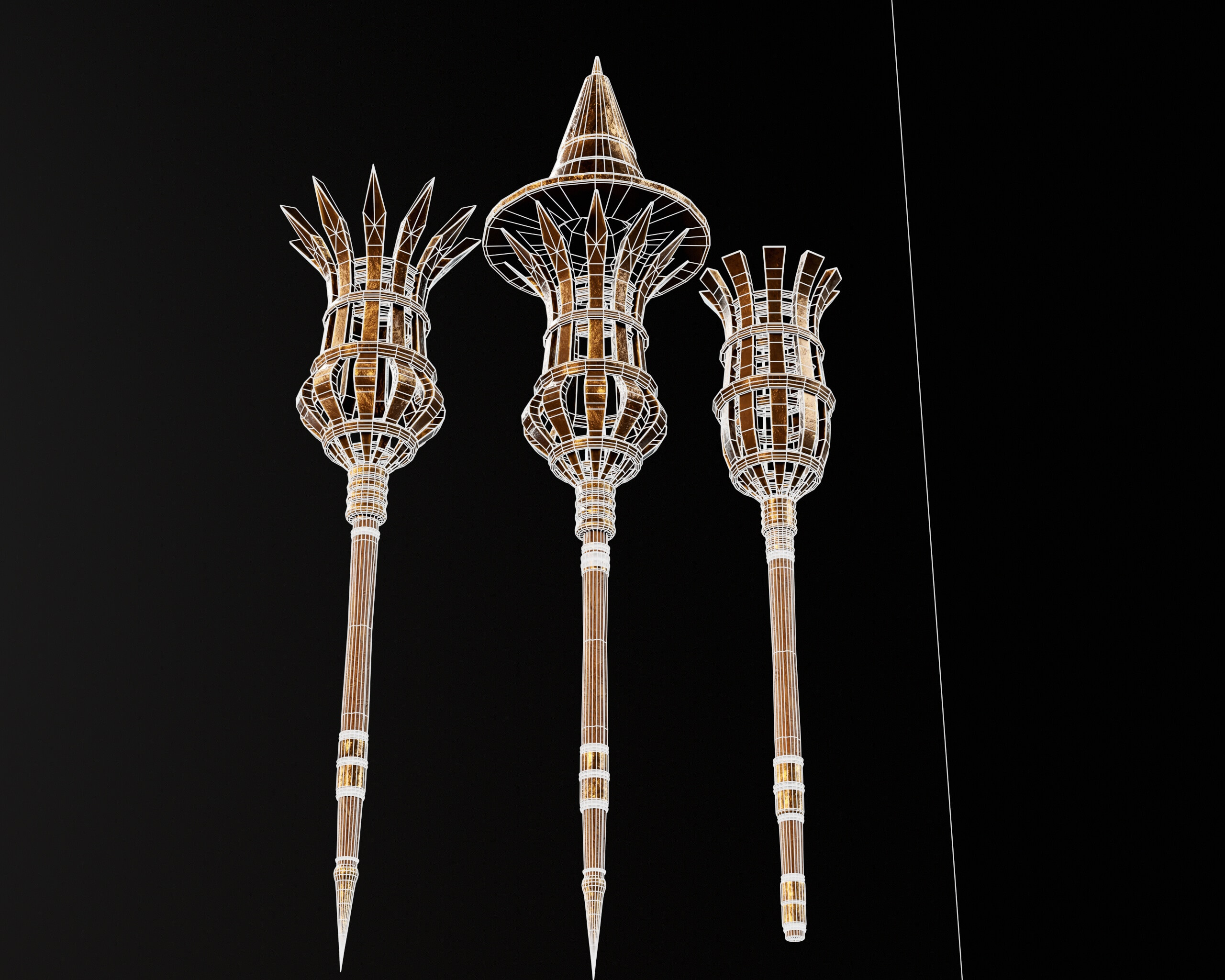 Medieval Torches Set - 3D Model by clockworkcreations