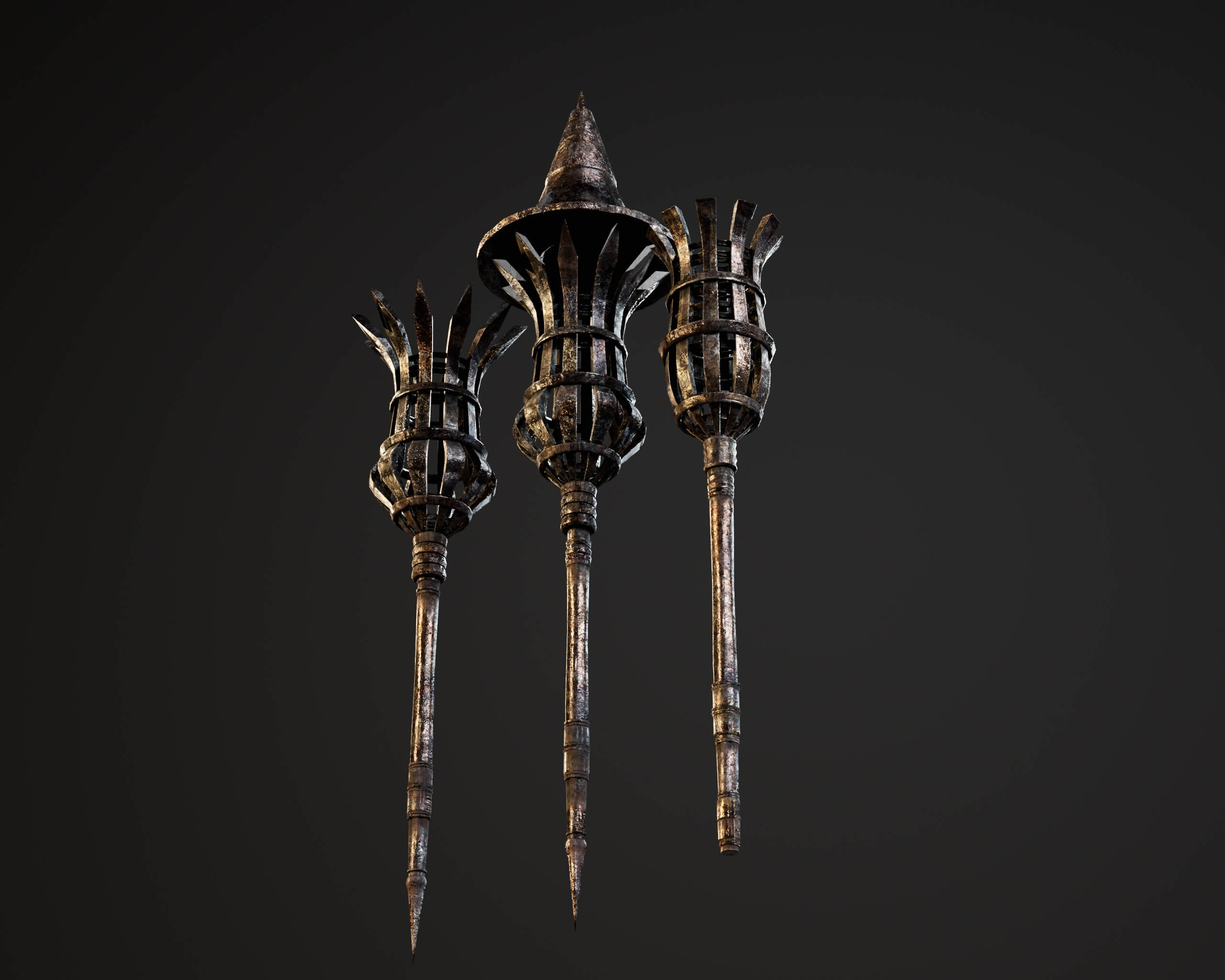 Medieval Torches Set - 3D Model by clockworkcreations