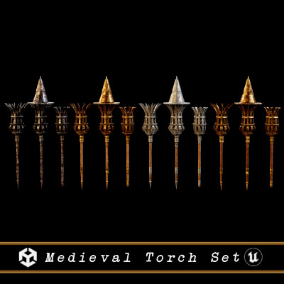 Medieval Torches Set - 3D Model by clockworkcreations