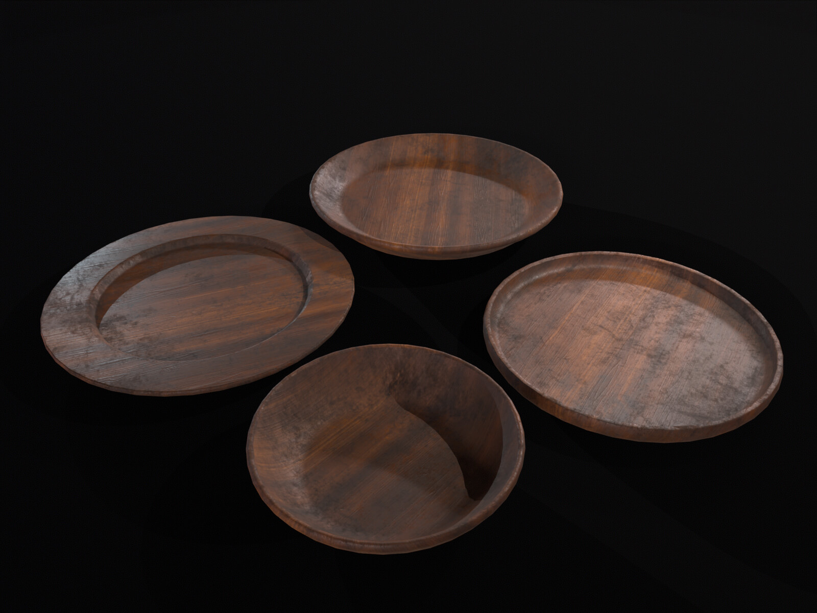 Medieval Wooden Dishes Set - 3D Model by clockworkcreations