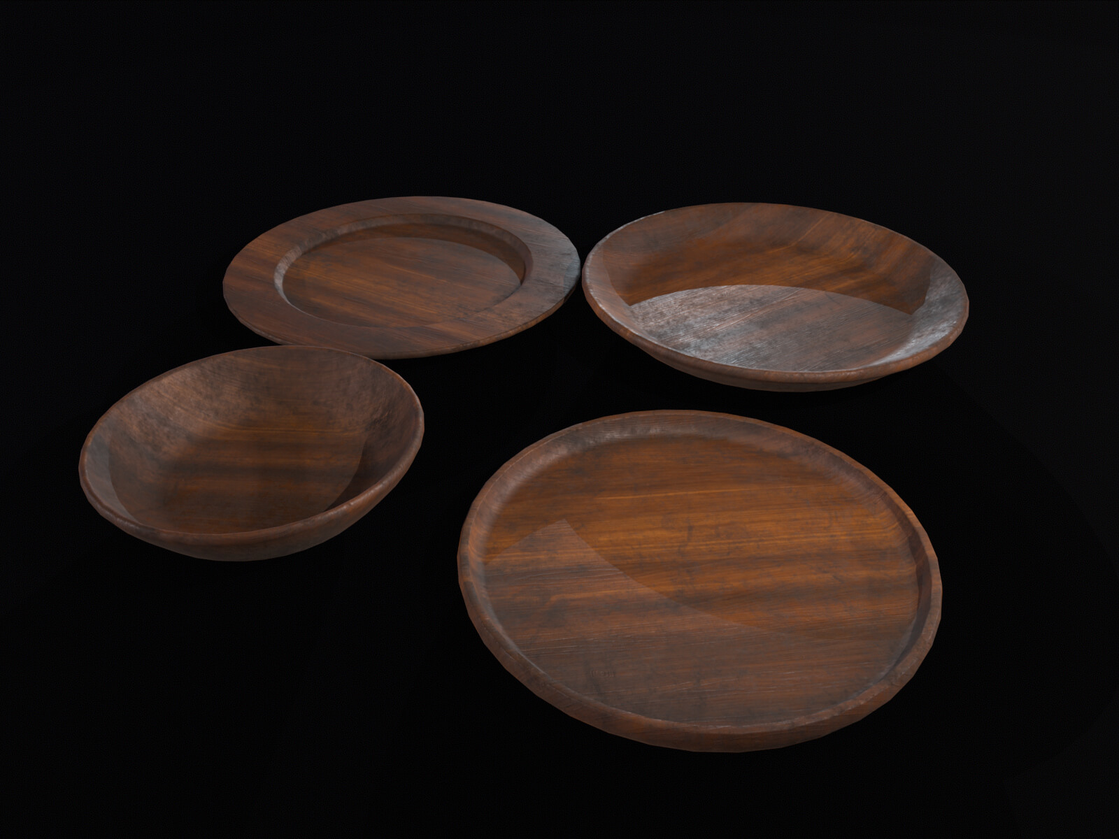 Medieval Wooden Dishes Set - 3D Model by clockworkcreations