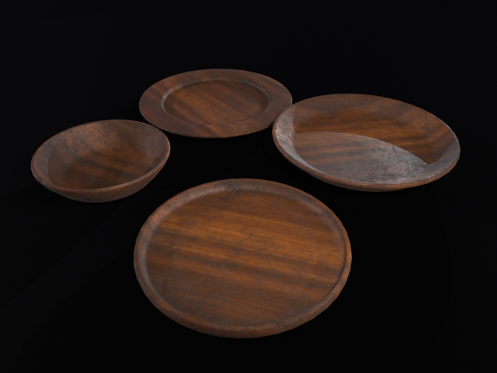 Medieval Wooden Dishes Set - 3D Model by clockworkcreations