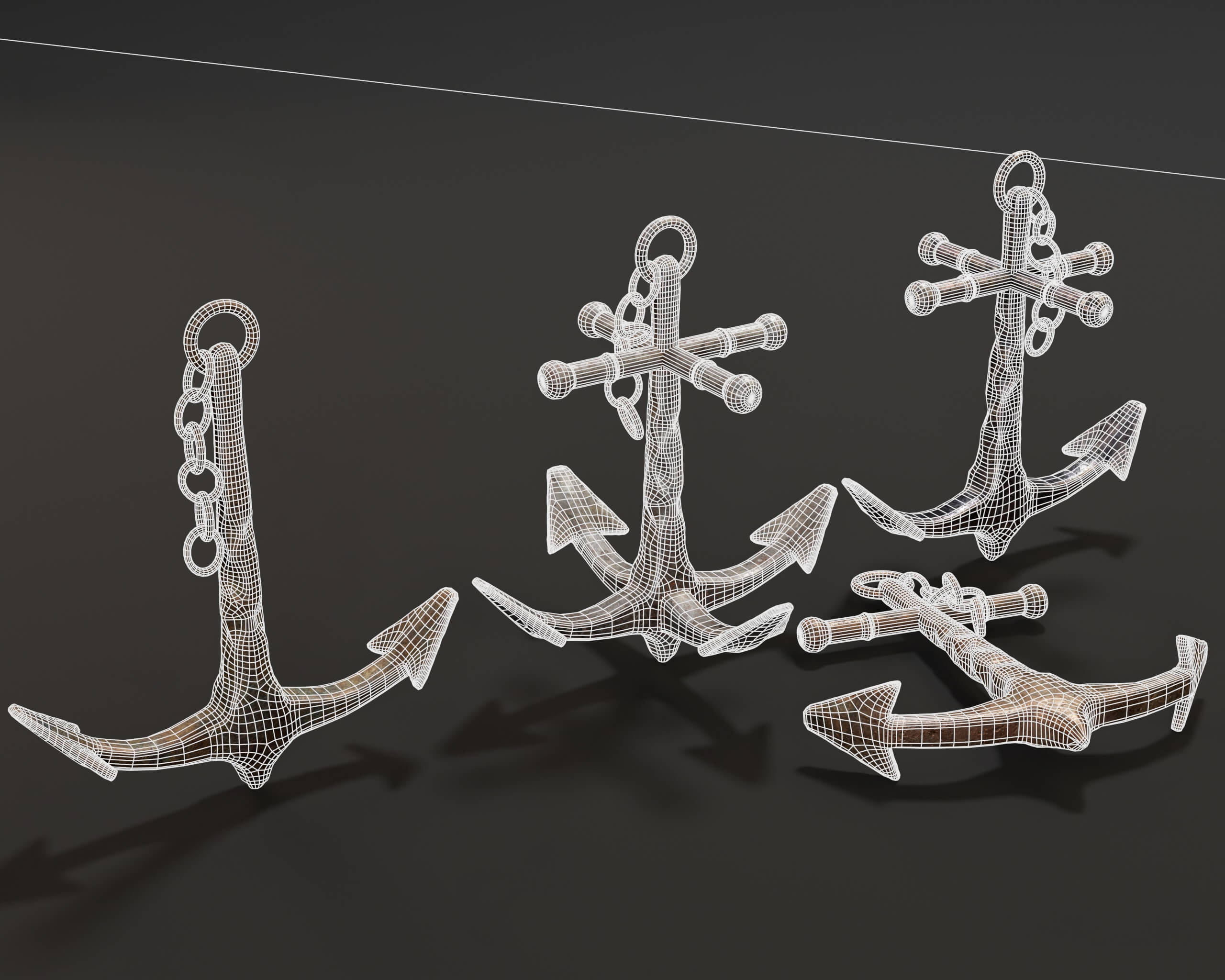 Old Anchor Set 1 - 3D Model by clockworkcreations