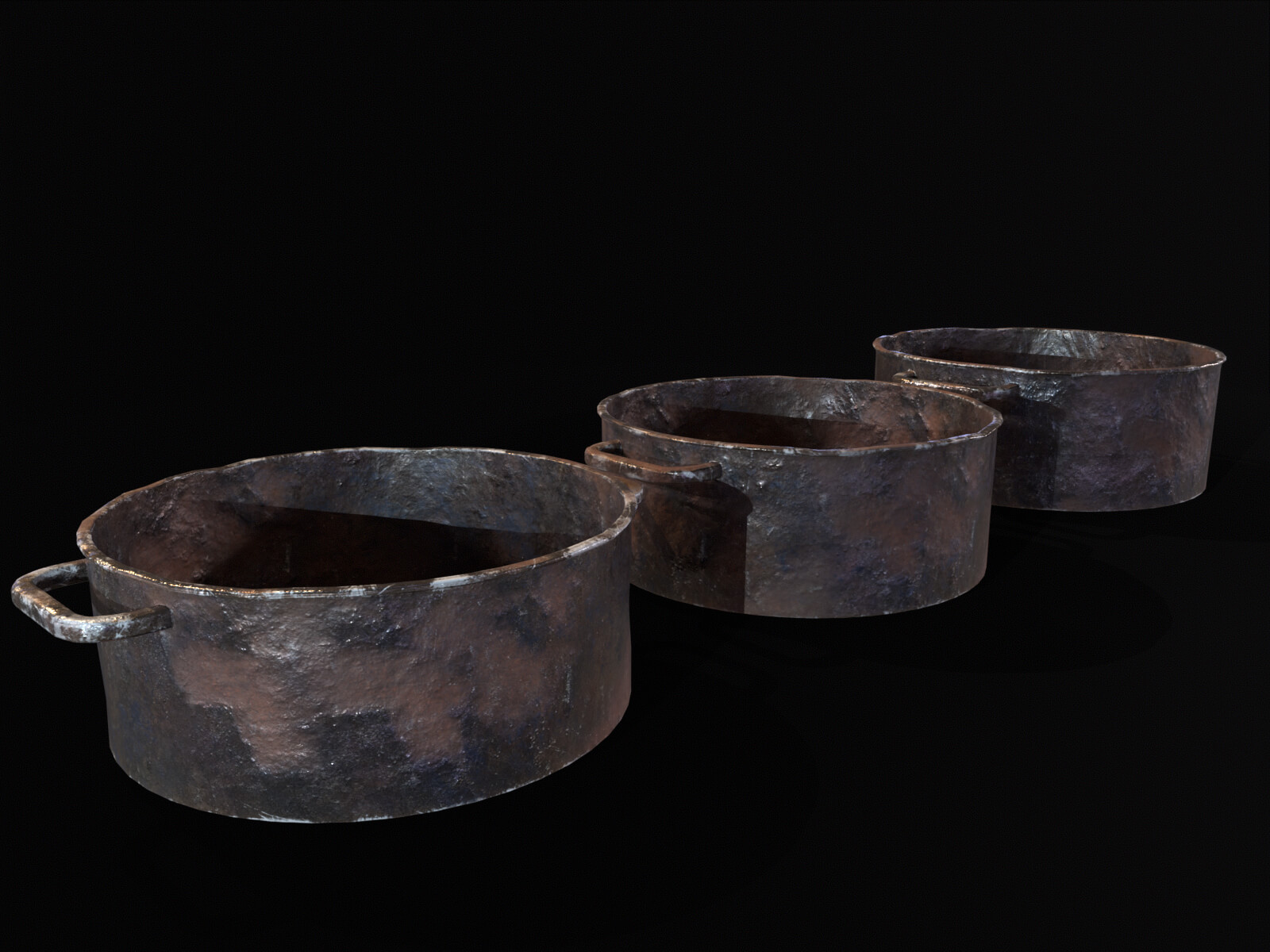 Old Iron Pots - 3D Model by clockworkcreations