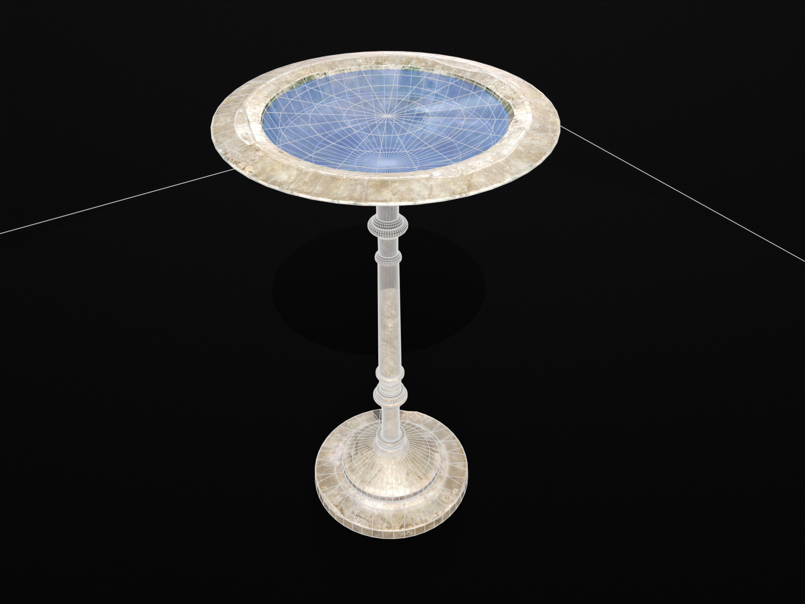 Old Marble Bird Bath - 3D Model by clockworkcreations