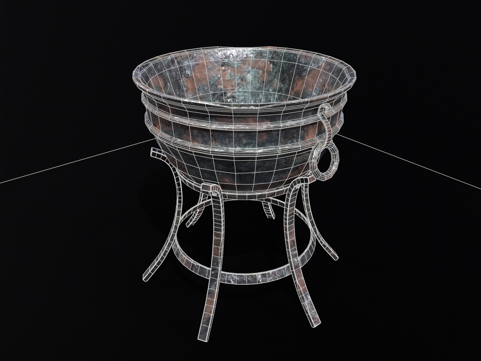 Old Metal Medieval Fire Pit Cauldron - 3D Model by clockworkcreations