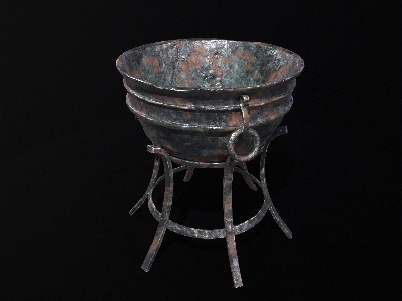 Old Metal Medieval Fire Pit Cauldron - 3D Model by clockworkcreations