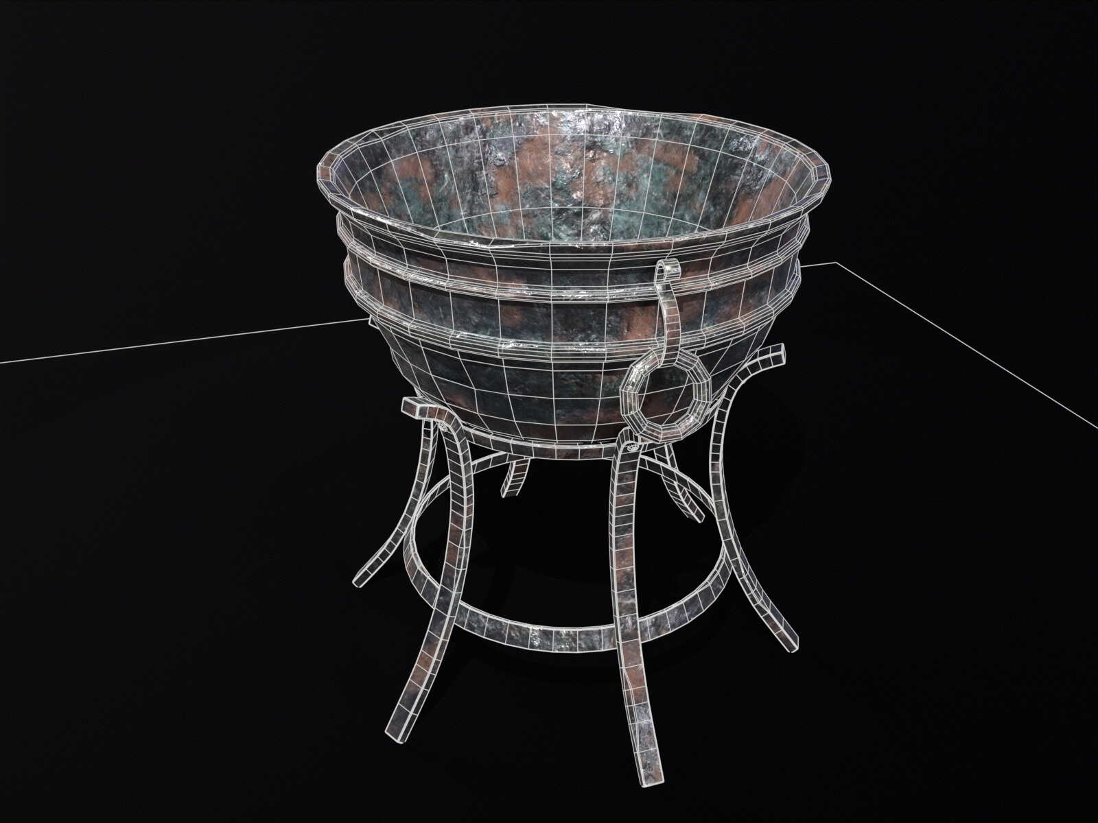 Old Metal Medieval Fire Pit Cauldron - 3D Model by clockworkcreations