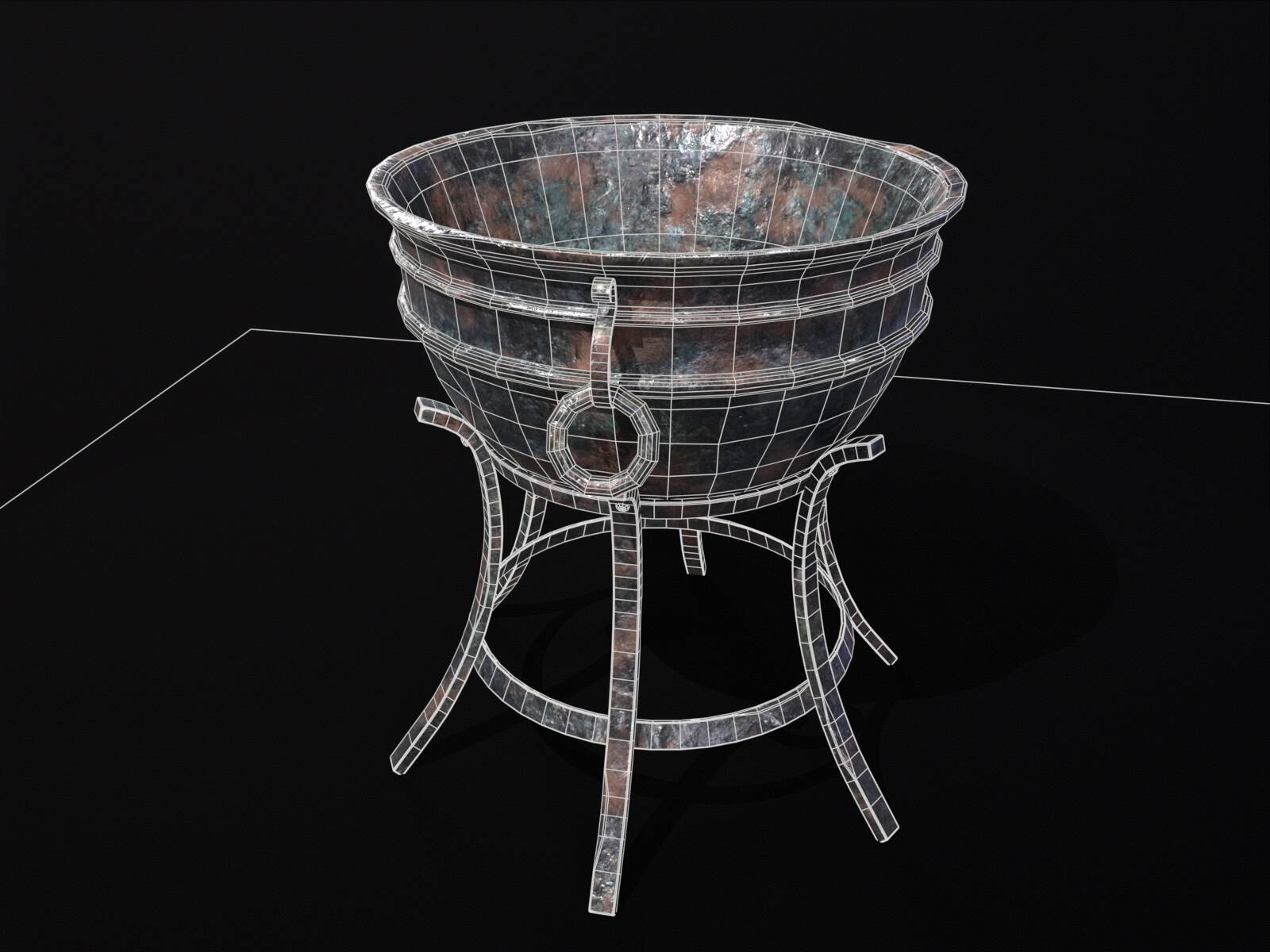 Old Metal Medieval Fire Pit Cauldron - 3D Model by clockworkcreations
