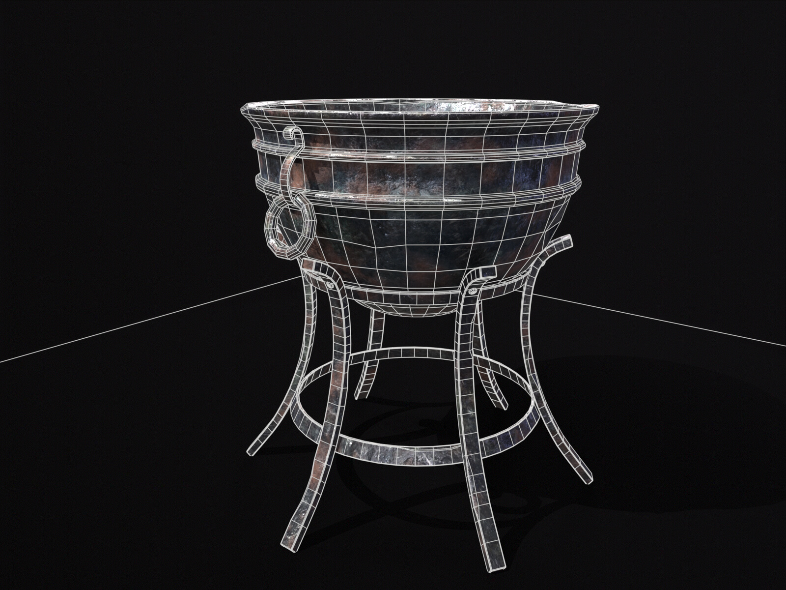 Old Metal Medieval Fire Pit Cauldron - 3D Model by clockworkcreations