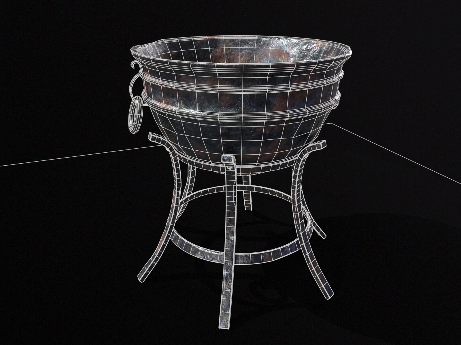 Old Metal Medieval Fire Pit Cauldron - 3D Model by clockworkcreations