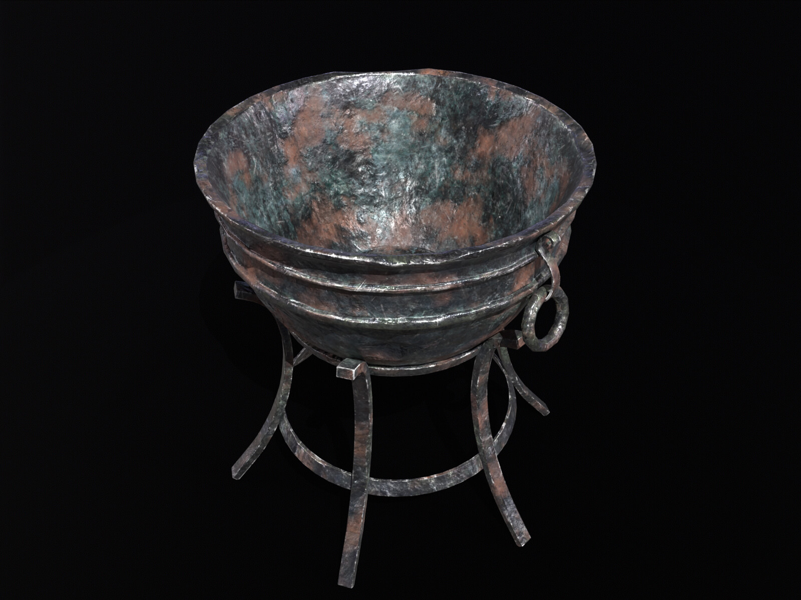 Old Metal Medieval Fire Pit Cauldron - 3D Model by clockworkcreations