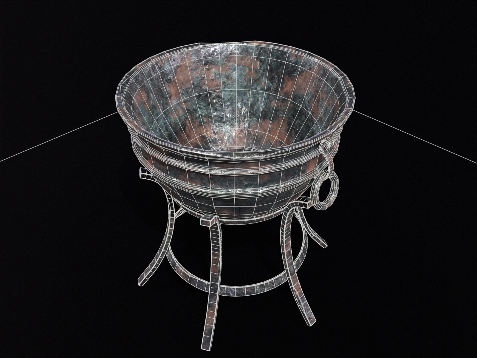 Old Metal Medieval Fire Pit Cauldron - 3D Model by clockworkcreations
