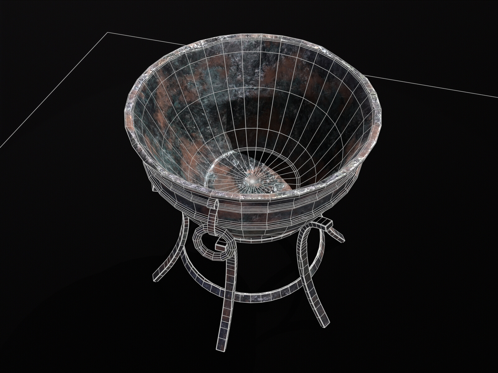 Old Metal Medieval Fire Pit Cauldron - 3D Model by clockworkcreations