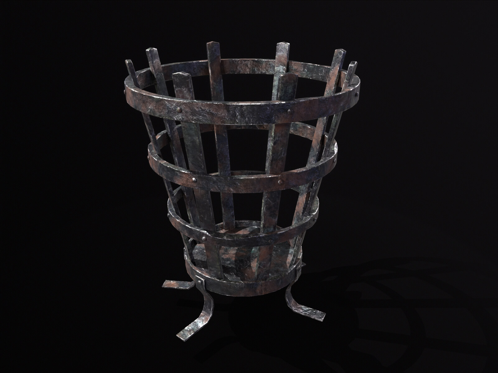 Old Metal Medieval Rounded Tiered Fire Pit - 3D Model by clockworkcreations