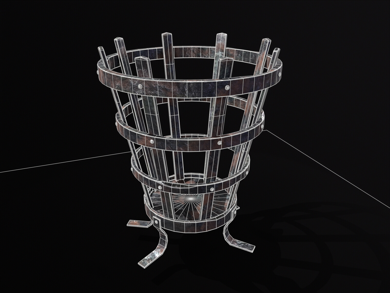 Old Metal Medieval Rounded Tiered Fire Pit - 3D Model by clockworkcreations