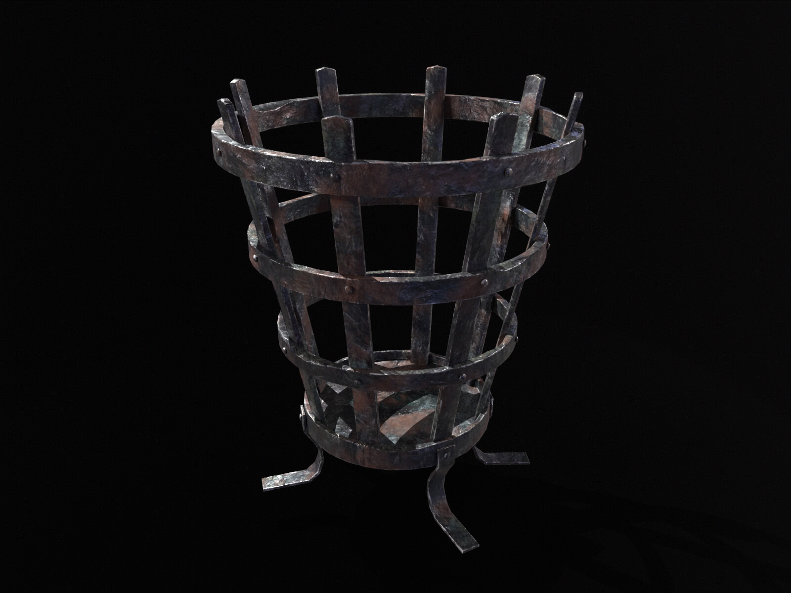 Old Metal Medieval Rounded Tiered Fire Pit - 3D Model by clockworkcreations