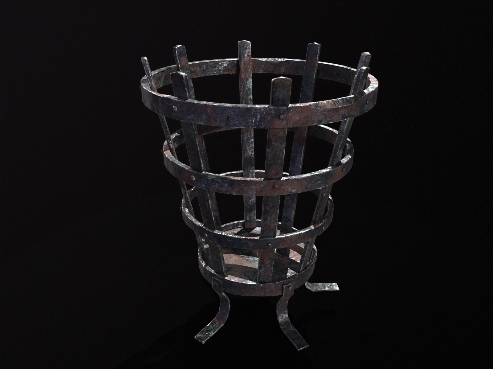 Old Metal Medieval Rounded Tiered Fire Pit - 3D Model by clockworkcreations
