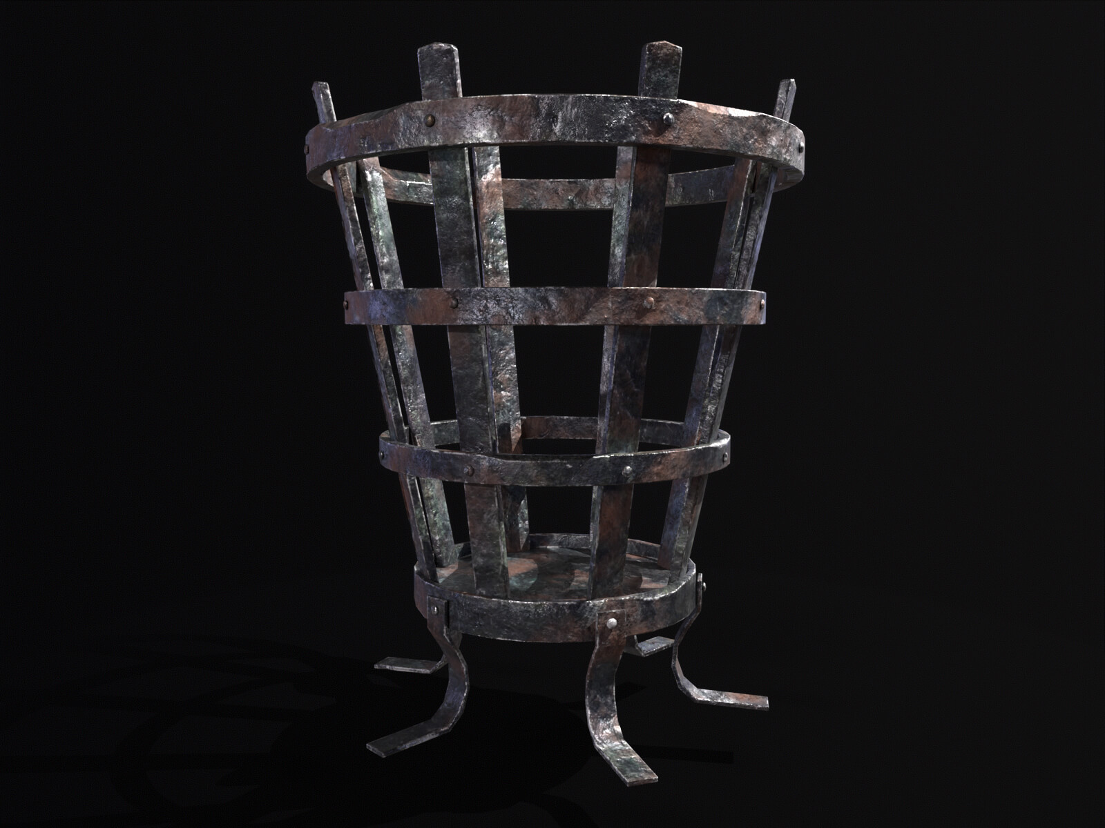 Old Metal Medieval Rounded Tiered Fire Pit - 3D Model by clockworkcreations