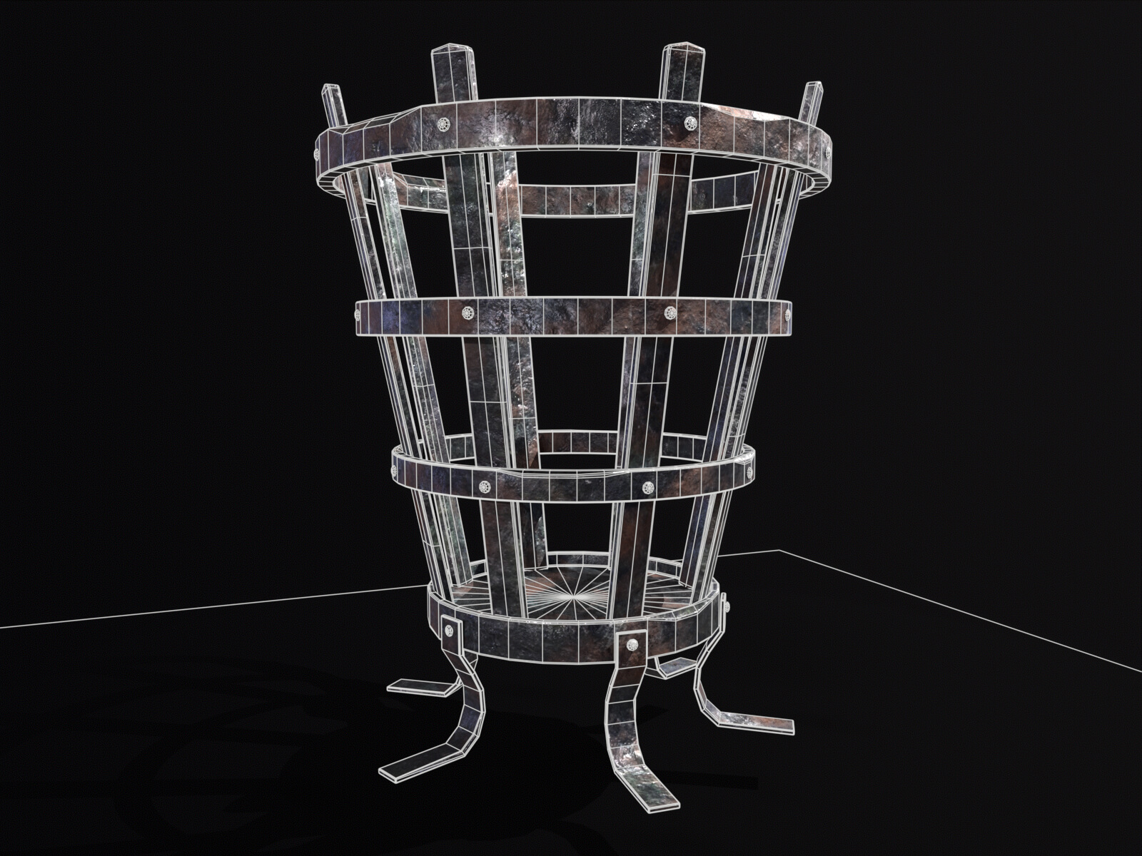Old Metal Medieval Rounded Tiered Fire Pit - 3D Model by clockworkcreations
