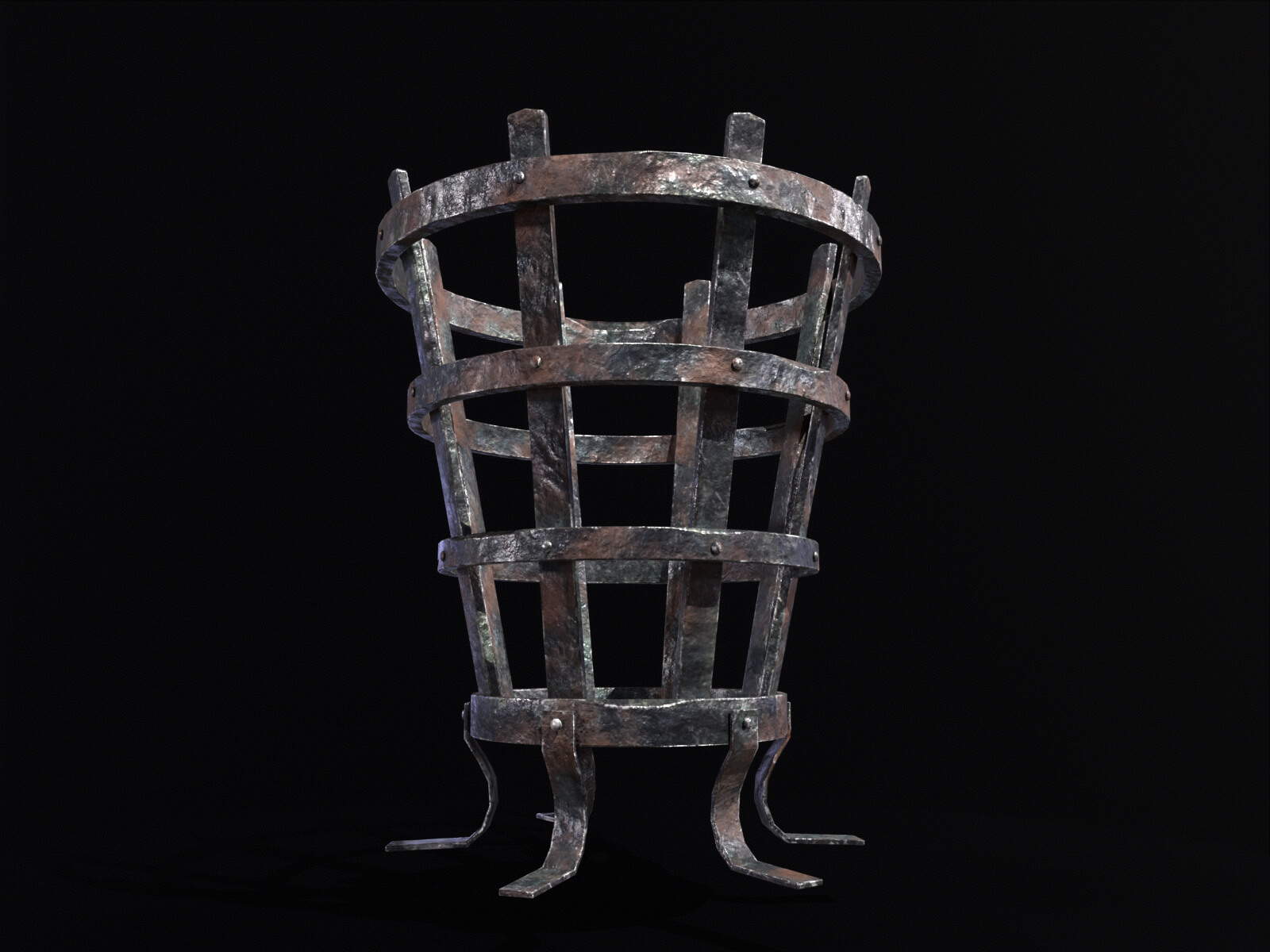 Old Metal Medieval Rounded Tiered Fire Pit - 3D Model by clockworkcreations