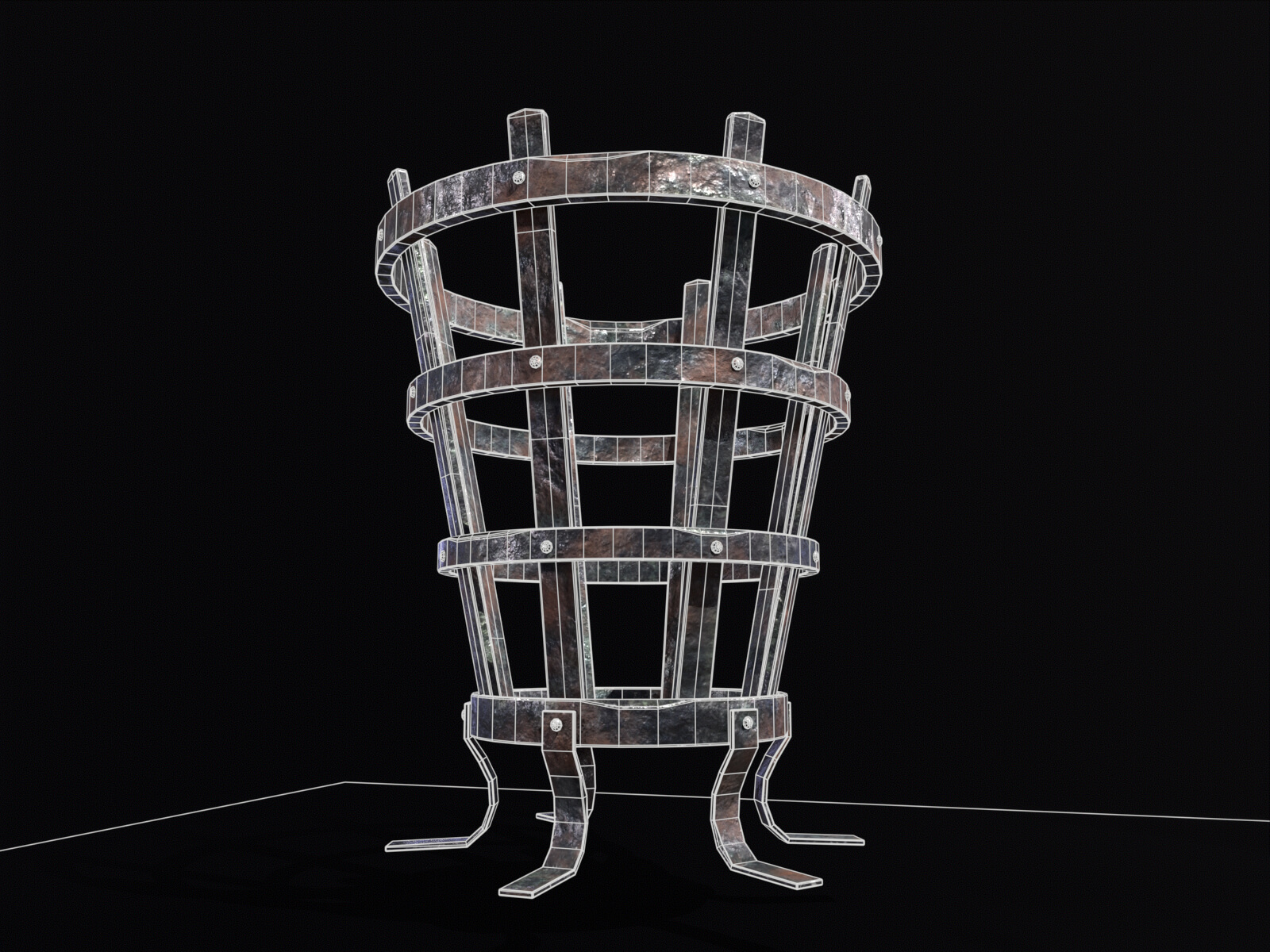 Old Metal Medieval Rounded Tiered Fire Pit - 3D Model by clockworkcreations