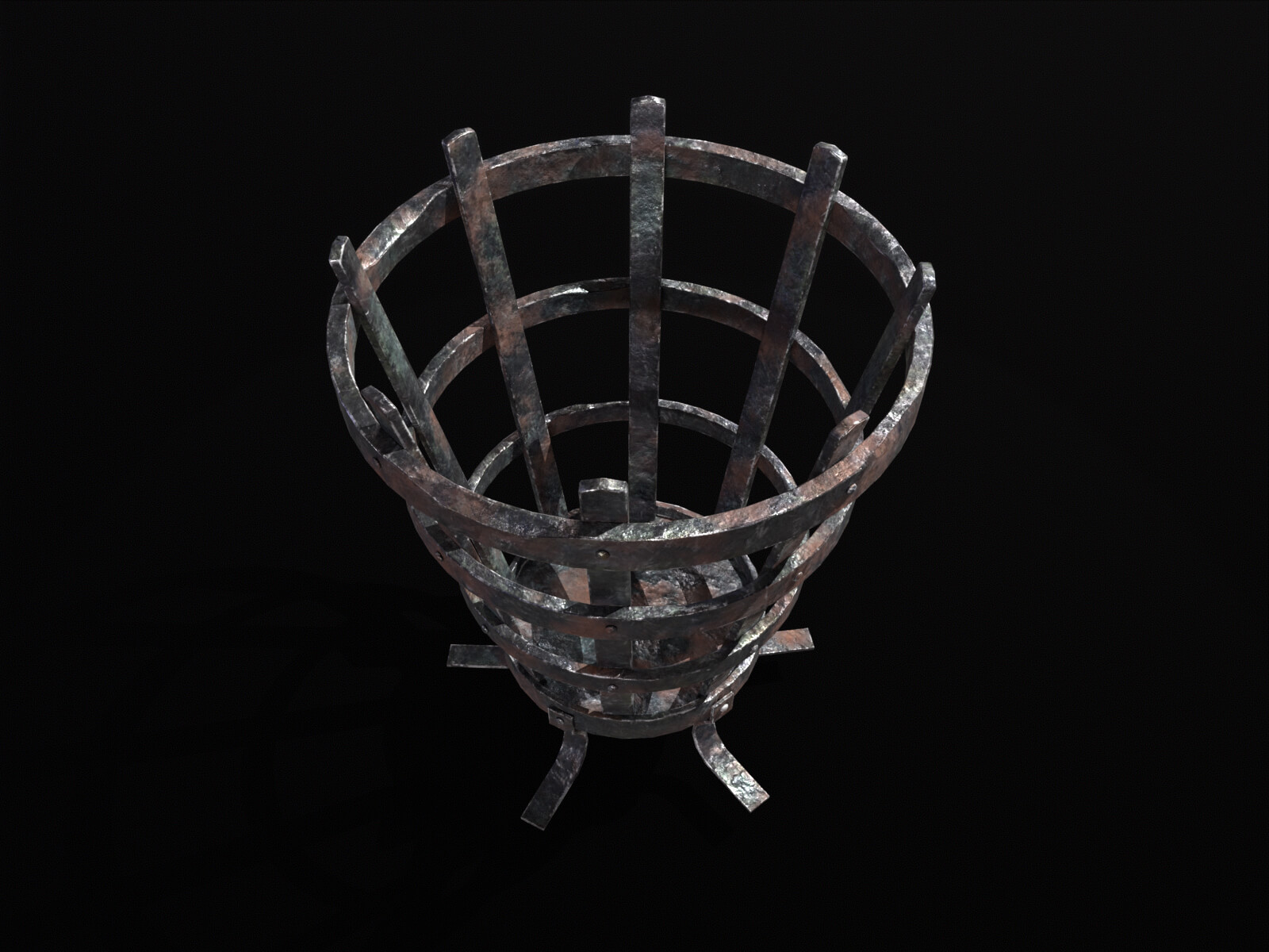 Old Metal Medieval Rounded Tiered Fire Pit - 3D Model by clockworkcreations