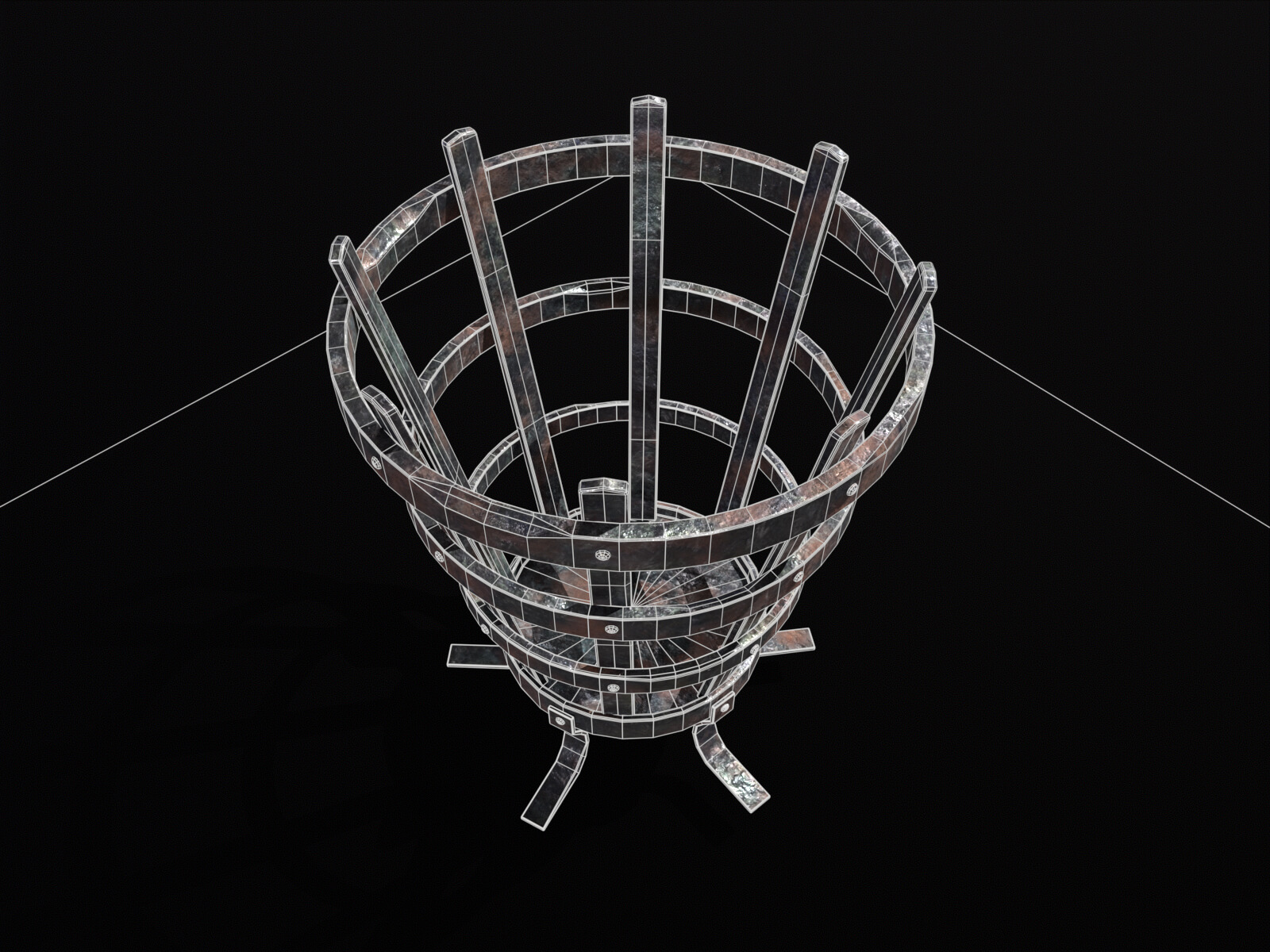 Old Metal Medieval Rounded Tiered Fire Pit - 3D Model by clockworkcreations