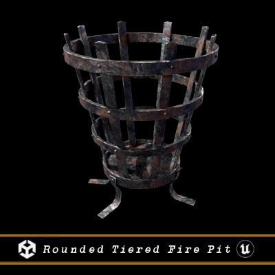 Old Metal Medieval Rounded Tiered Fire Pit - 3D Model by clockworkcreations