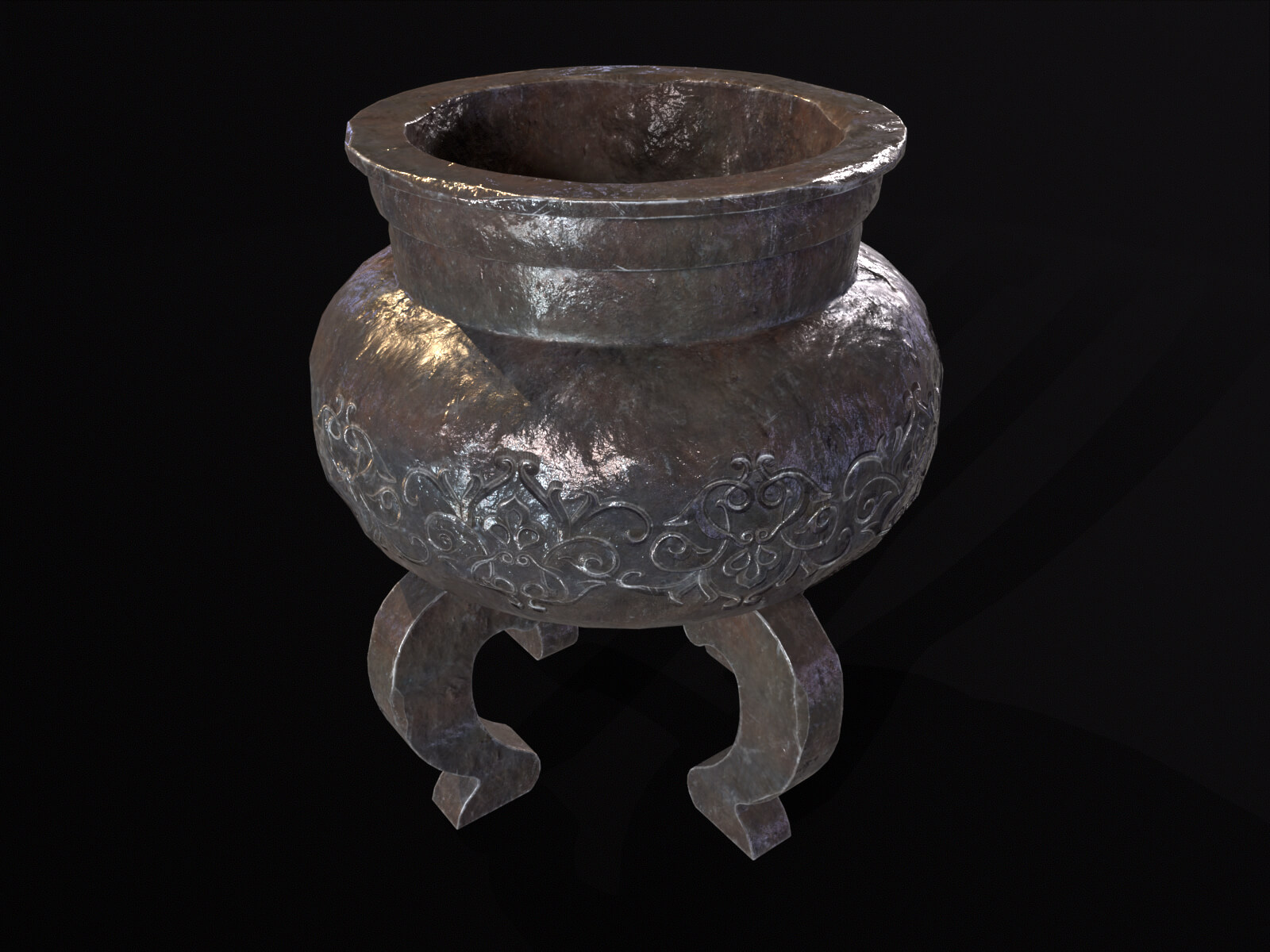 Old Quad Stand Cauldron - 3D Model by clockworkcreations