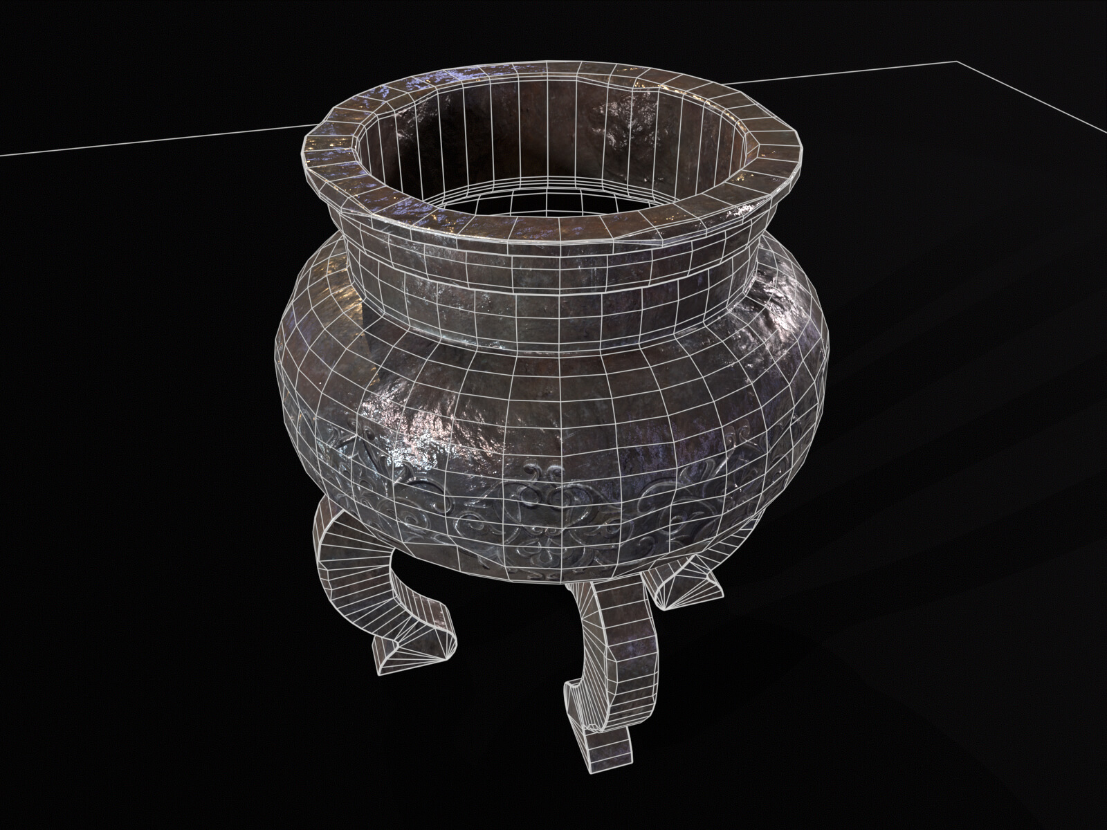 Old Quad Stand Cauldron - 3D Model by clockworkcreations