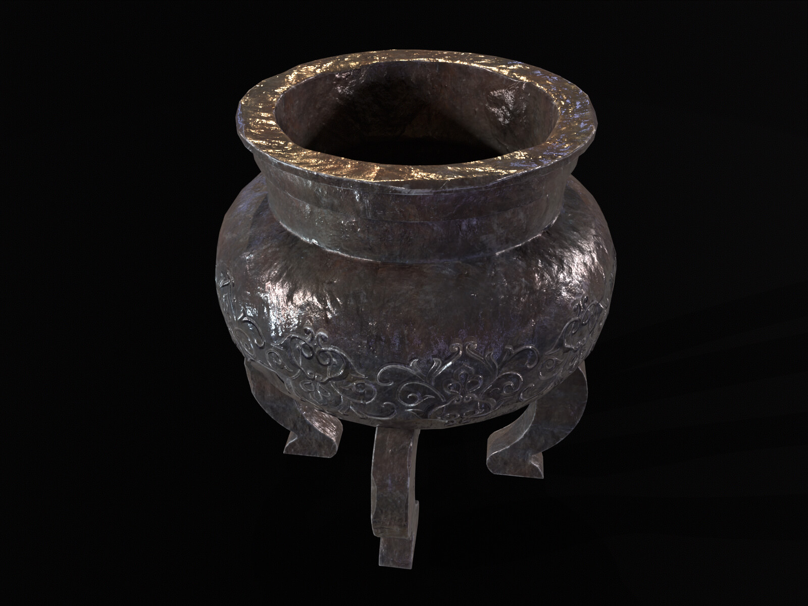 Old Quad Stand Cauldron - 3D Model by clockworkcreations