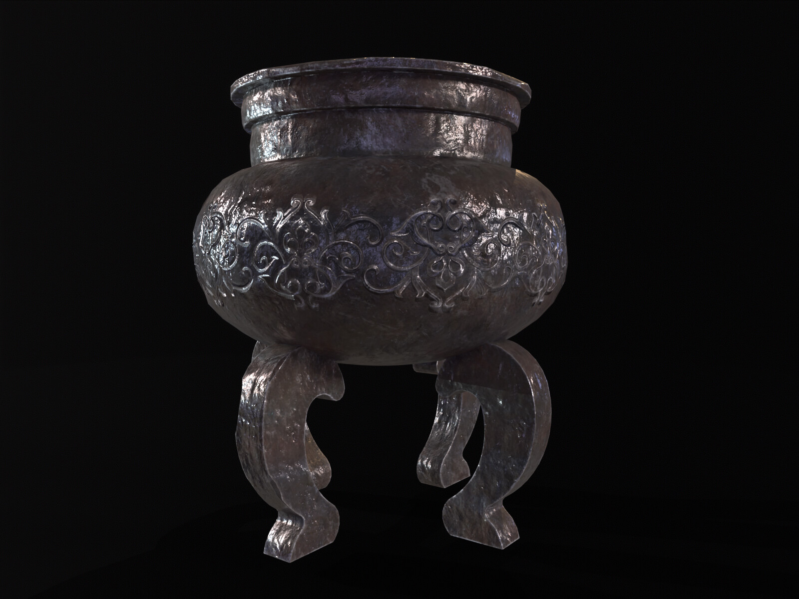 Old Quad Stand Cauldron - 3D Model by clockworkcreations