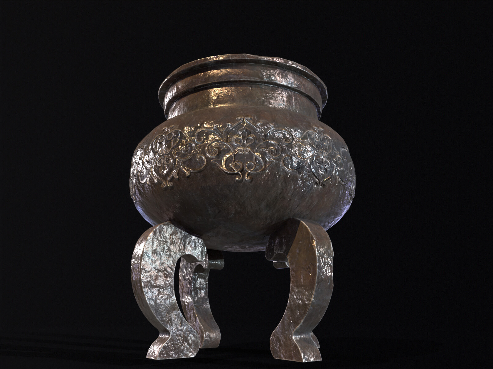 Old Quad Stand Cauldron - 3D Model by clockworkcreations