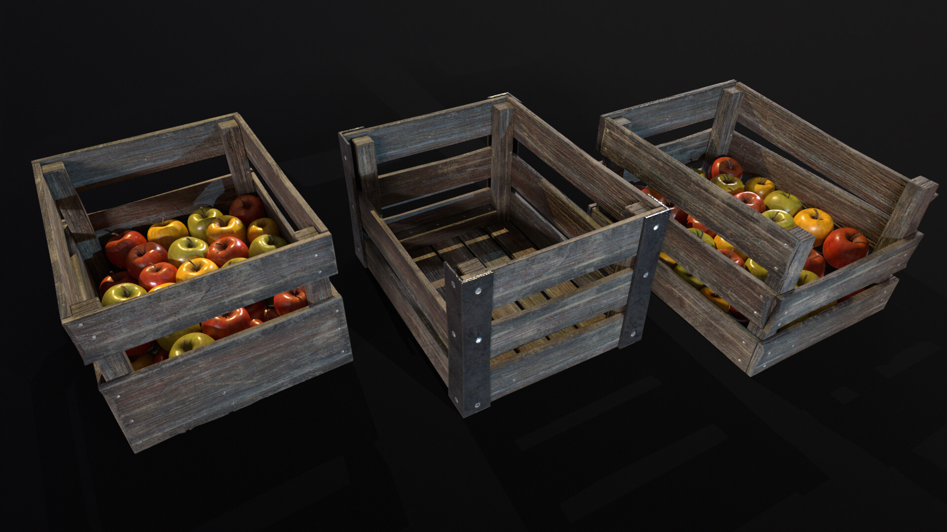 Old Used Medieval Apple Crates - 3D Model by clockworkcreations