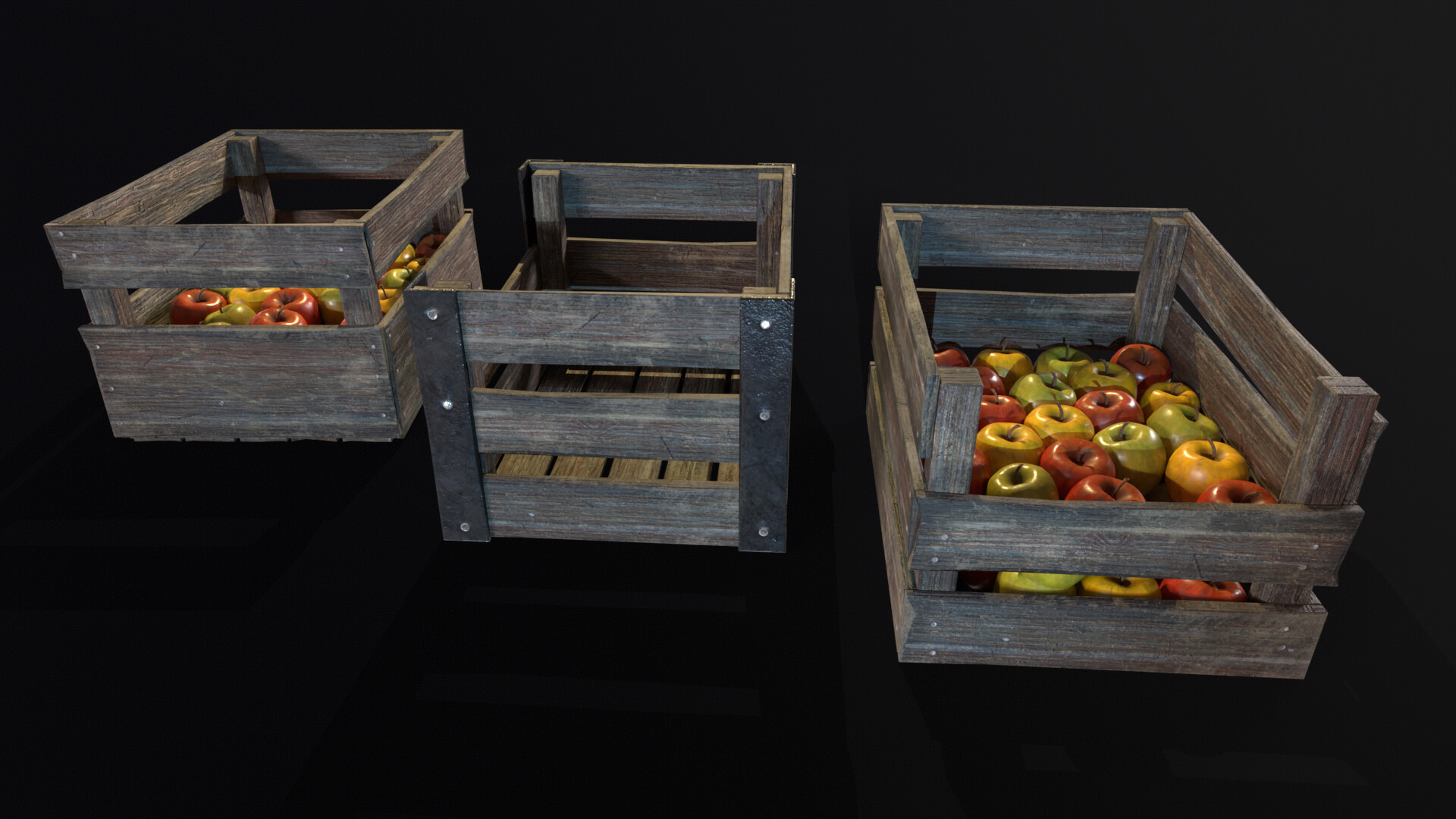 Old Used Medieval Apple Crates - 3D Model by clockworkcreations