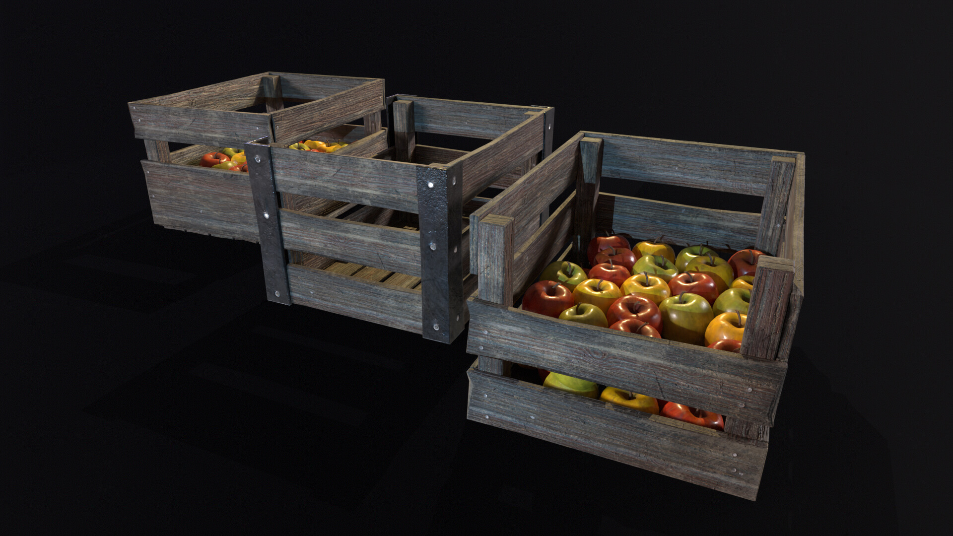 Old Used Medieval Apple Crates - 3D Model by clockworkcreations