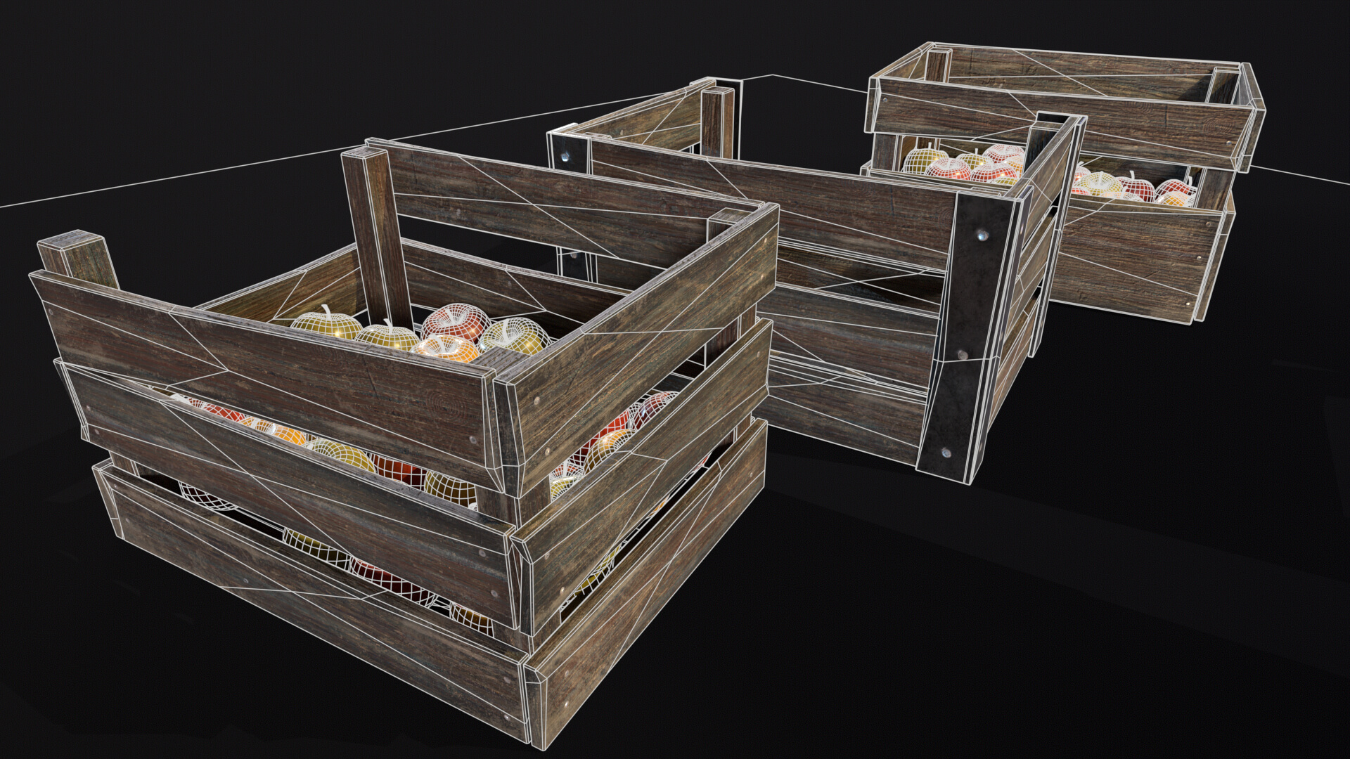 Old Used Medieval Apple Crates - 3D Model by clockworkcreations