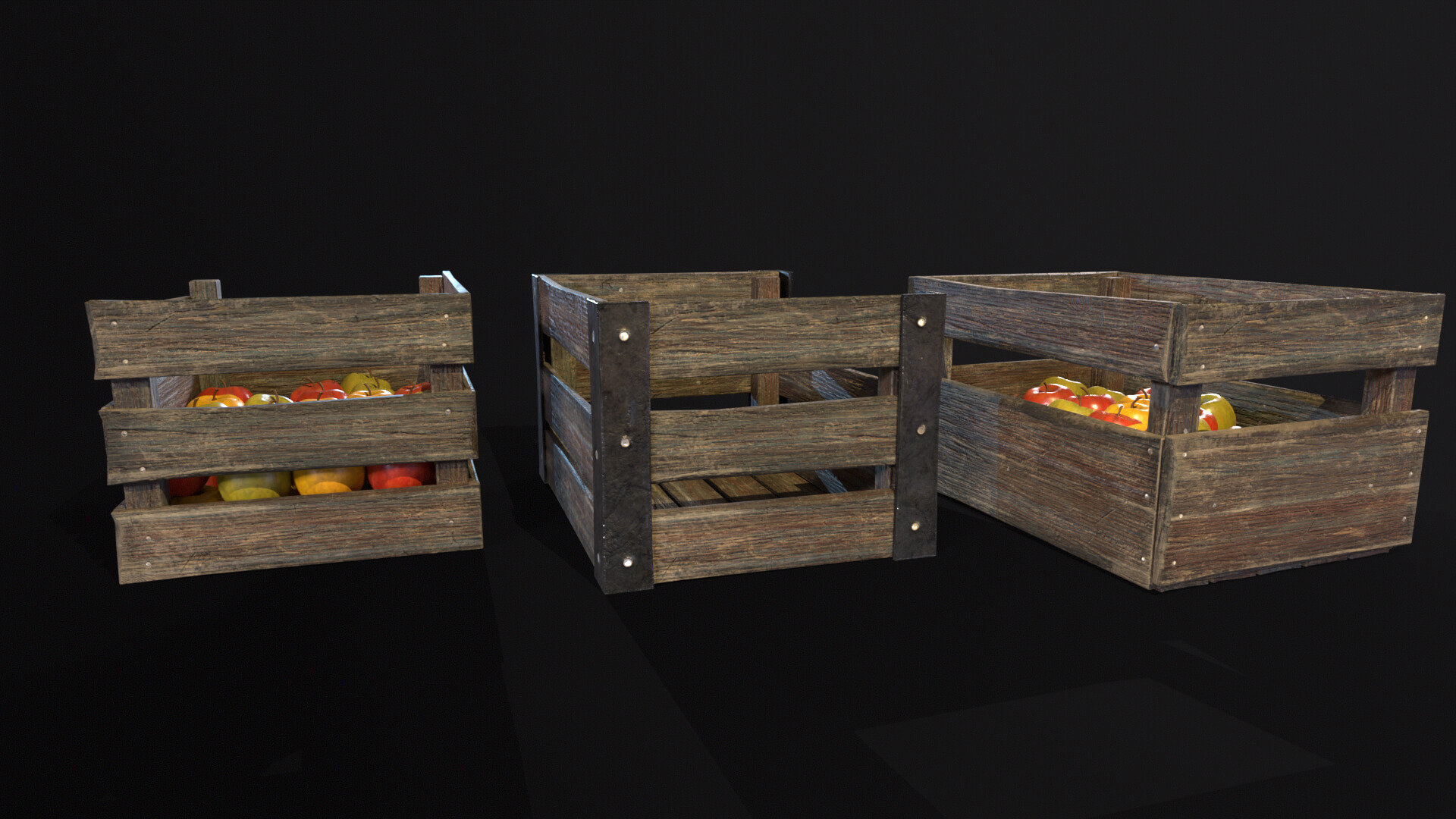 Old Used Medieval Apple Crates - 3D Model by clockworkcreations
