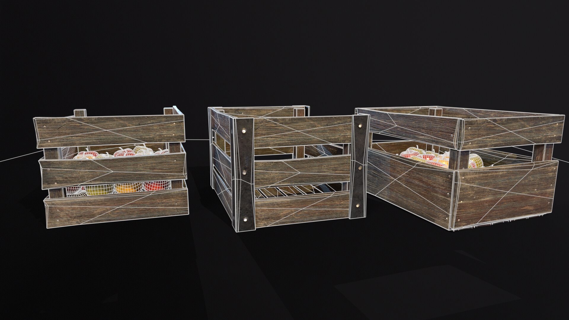 Old Used Medieval Apple Crates - 3D Model by clockworkcreations