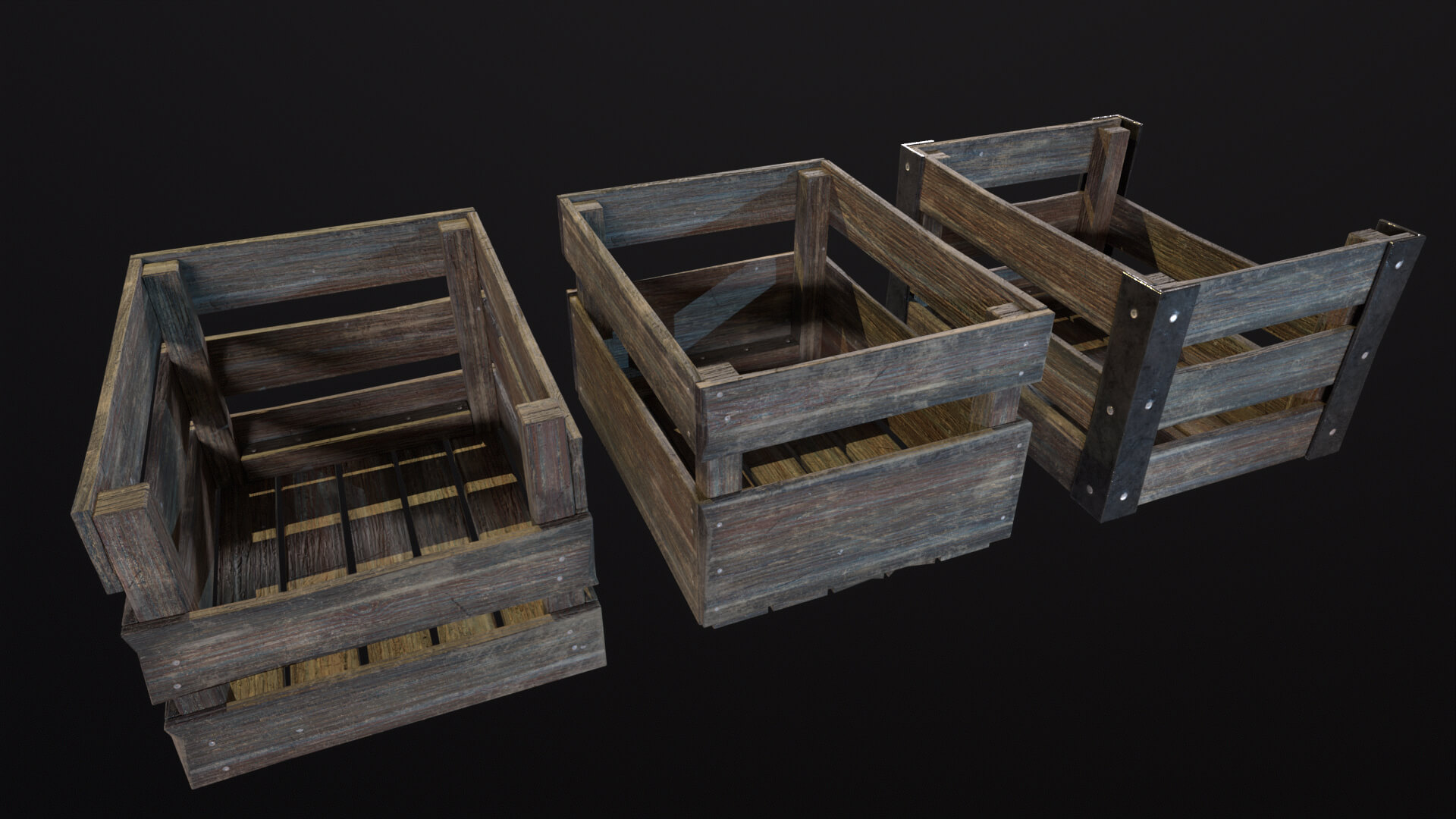 Old Used Medieval Crates - 3D Model by clockworkcreations