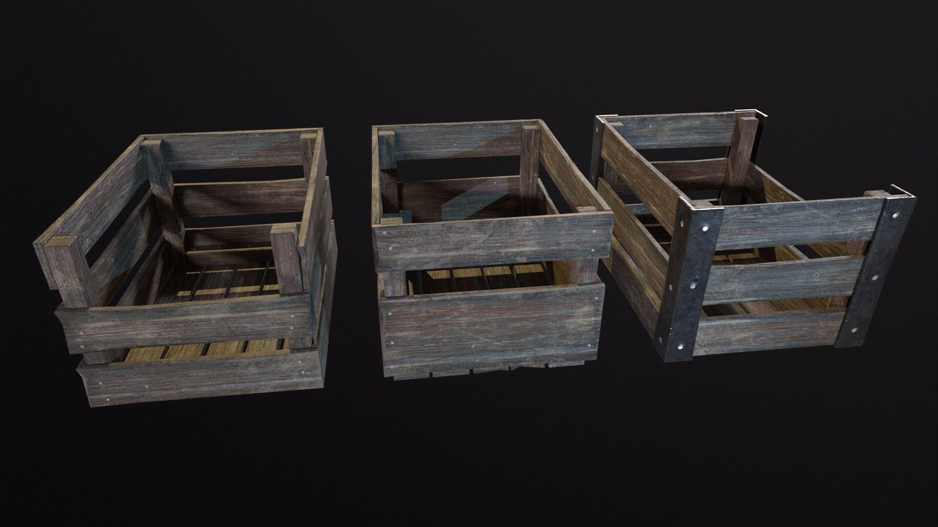 Old Used Medieval Crates - 3D Model by clockworkcreations