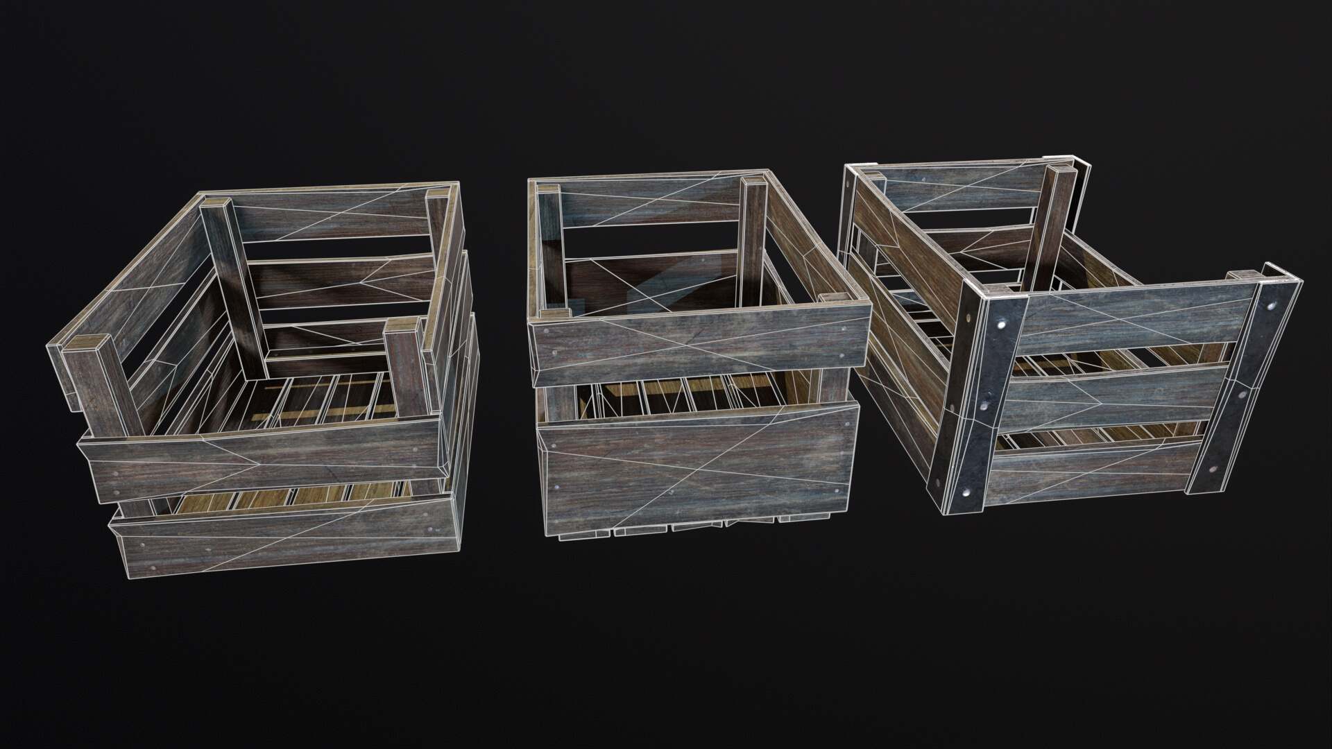 Old Used Medieval Crates - 3D Model by clockworkcreations
